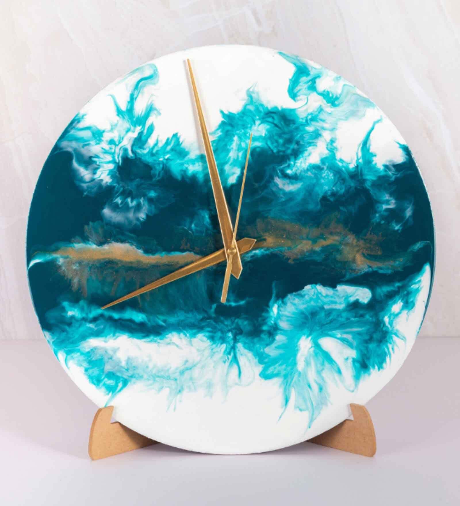Buy Blue Resin Malachite Aesthetic Modern Wall Clock at 69% OFF by HN ...