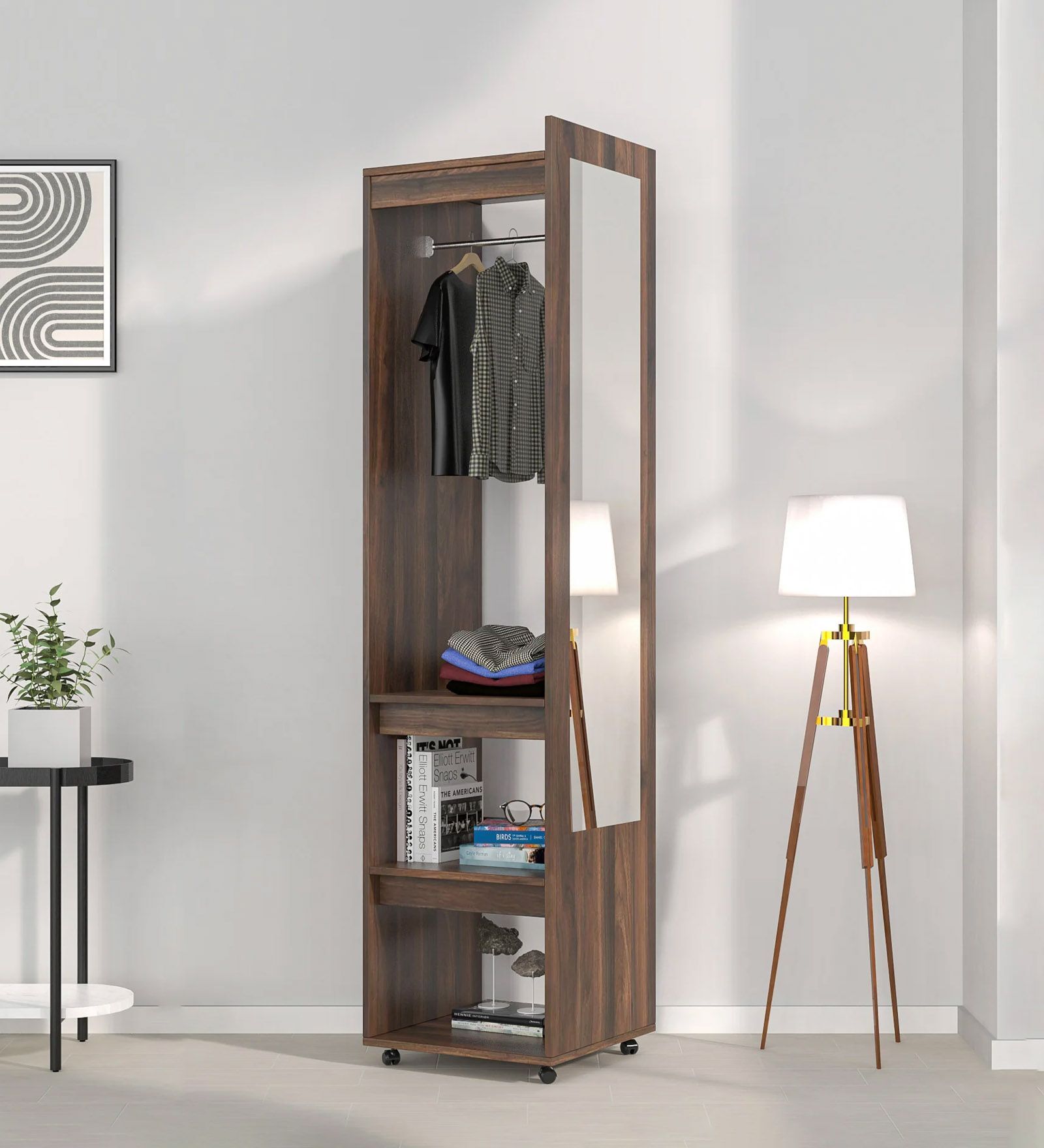 Buy Mamen Movable Dressing Unit with Mirror in Cappucino Finish at 48% ...