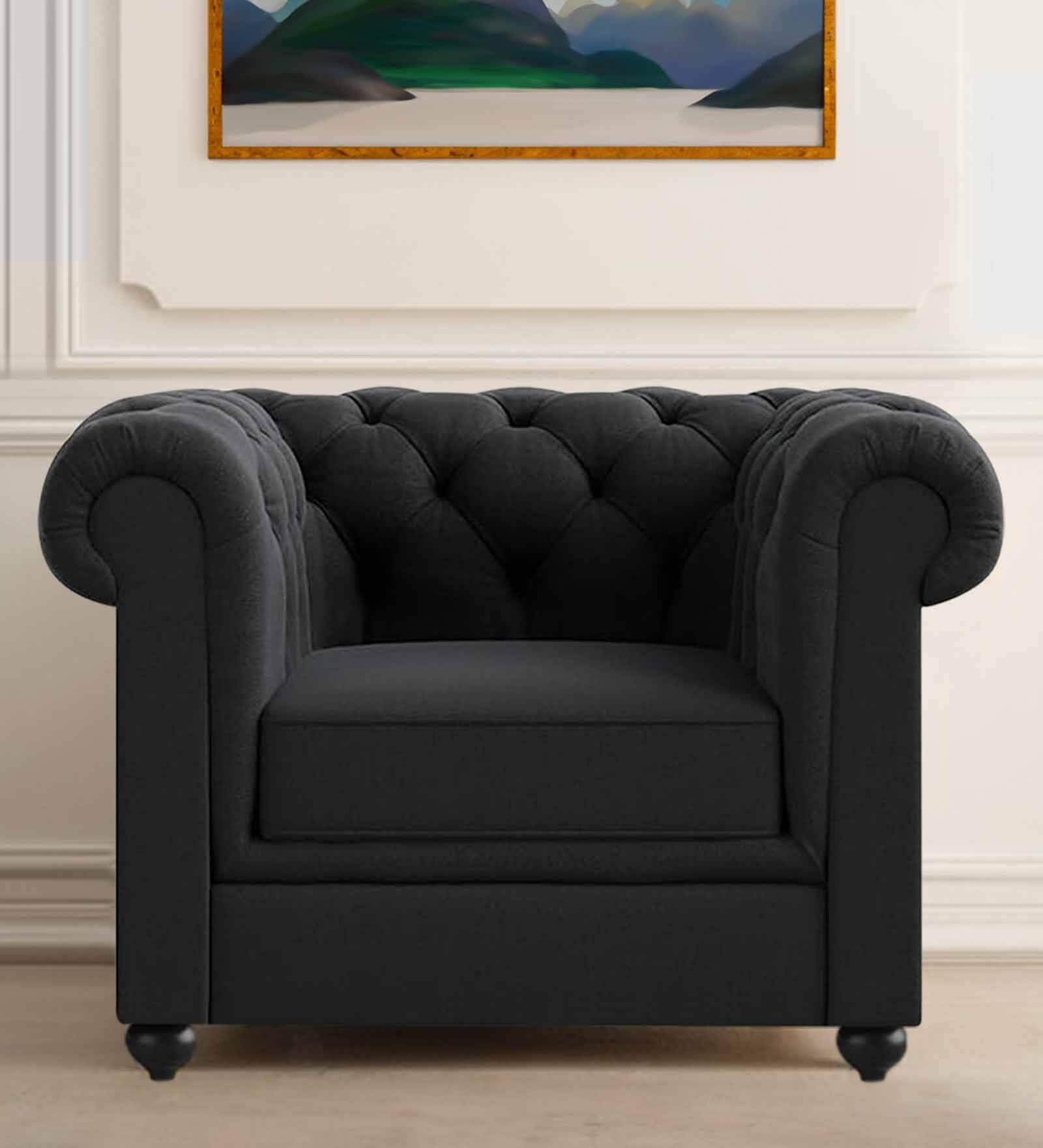 Buy Manchester Fabric 1 Seater Sofa In Ash Grey Colour at 30% OFF by ...