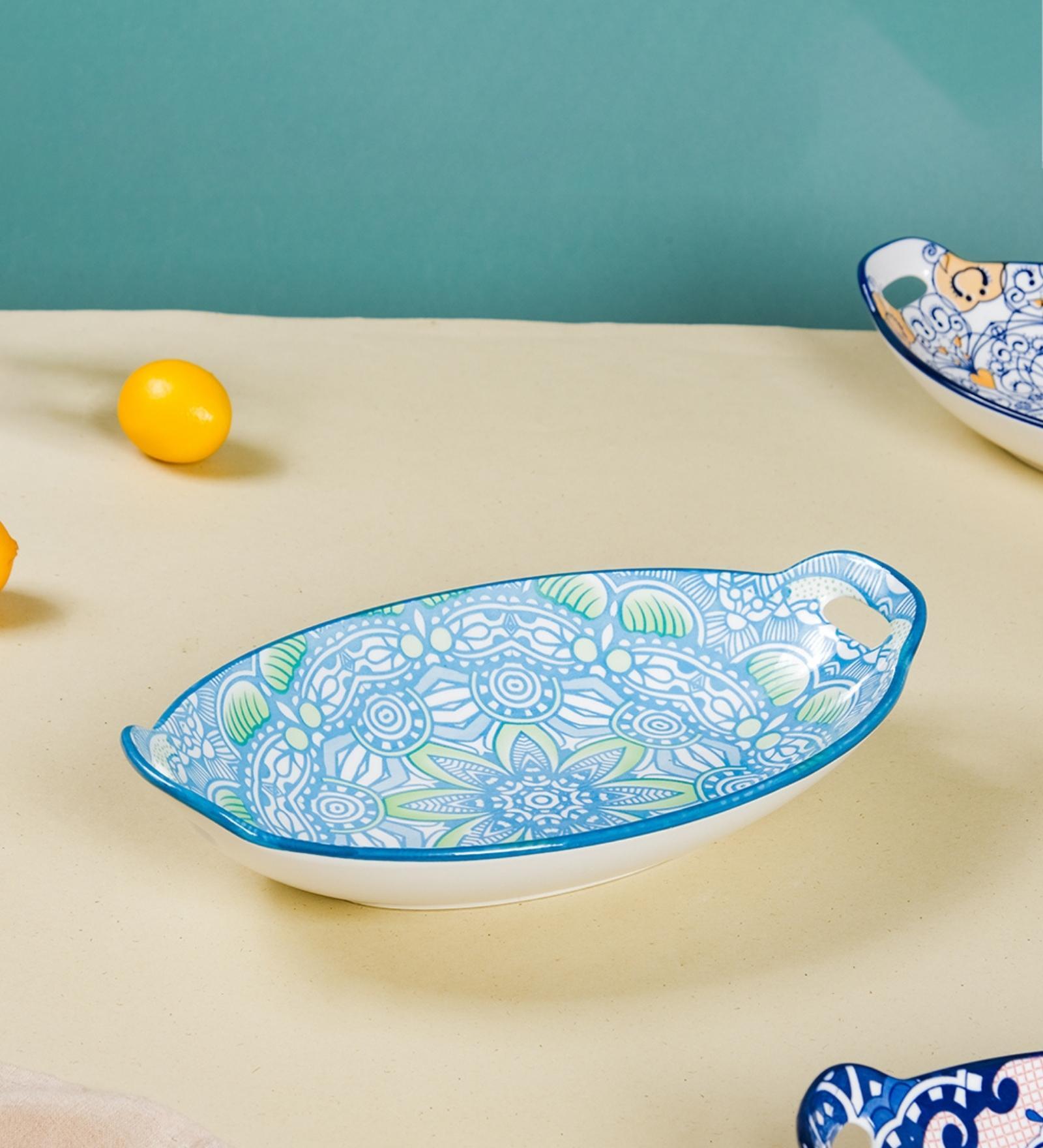 Buy Mandala Blue & Green Ceramic Appetizer Platter at 1% OFF by ...