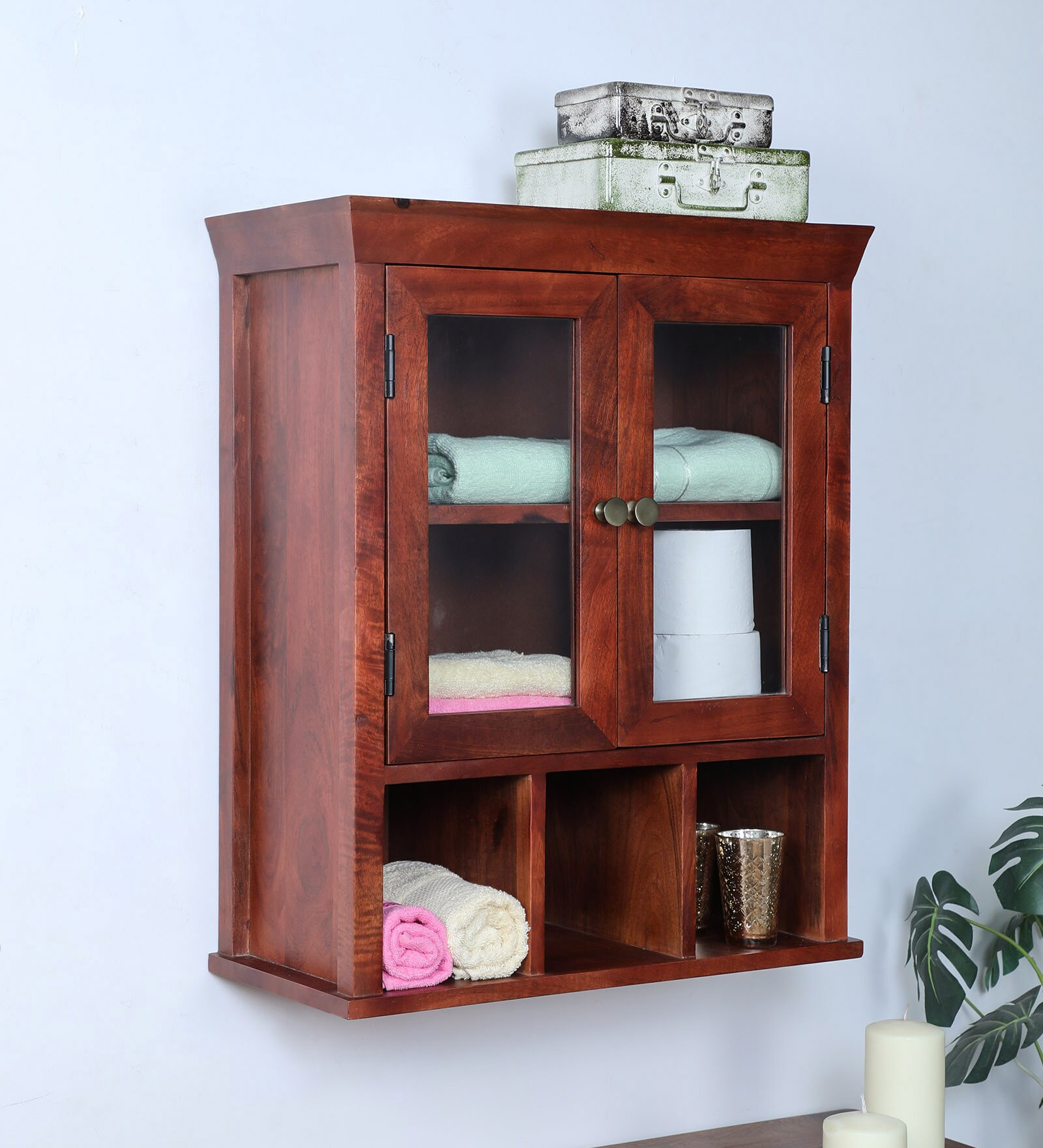 Buy Mango Wood Brown 5 Compartment Bathroom Cabinet by Crayton at 1% ...