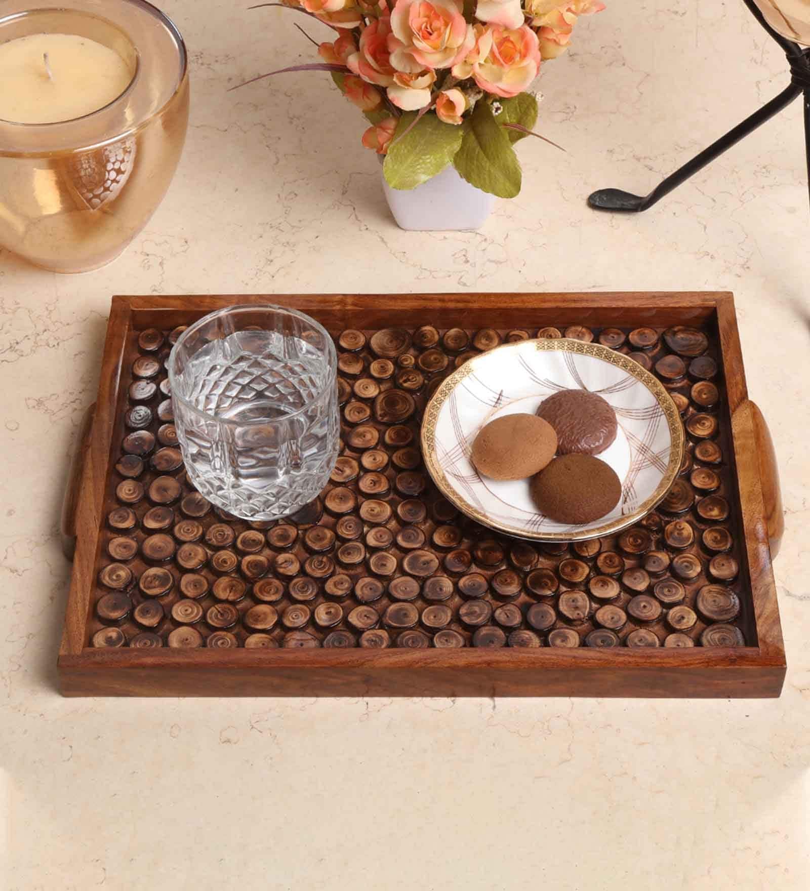 Buy Mango Wood Engrave Large Serving Tray By Unravel India Online ...