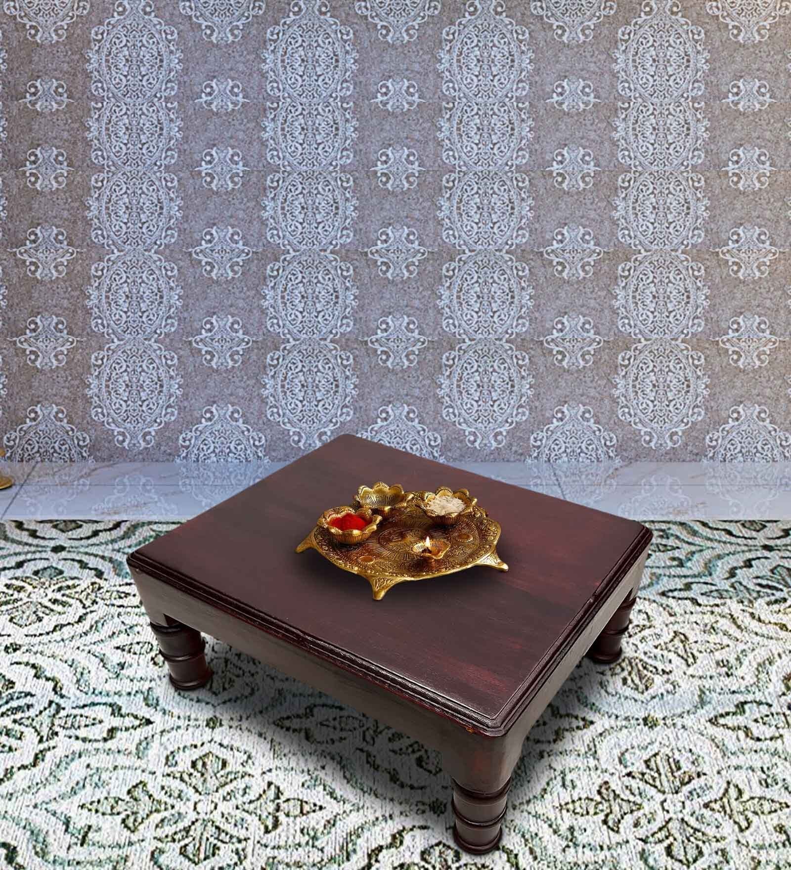 Buy Mango Wood Pooja Chowkies In Walnut Finish at 24% OFF by The Urban ...