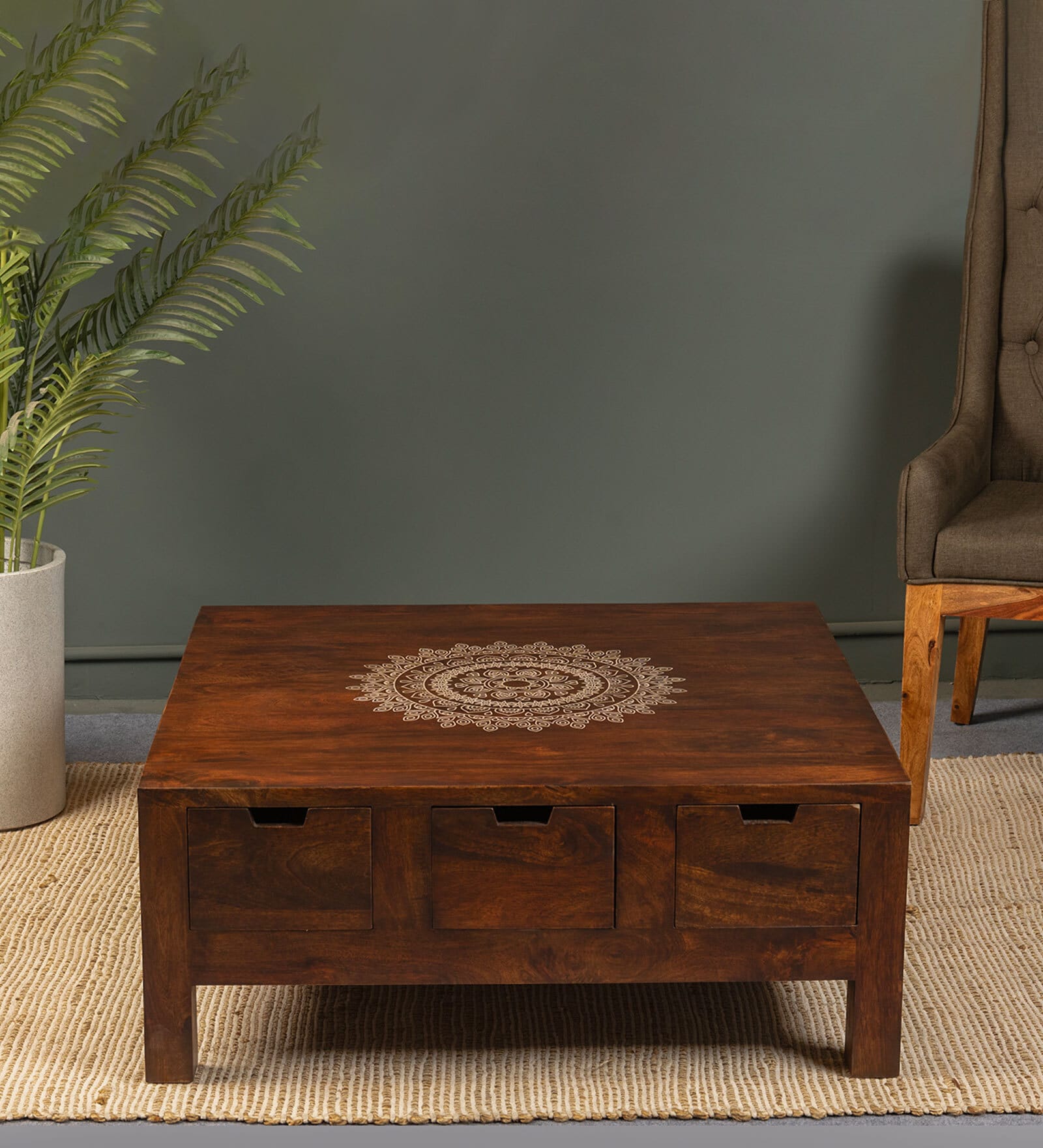 Buy Sheesham Wood Square Coffee Table in Walnut Finish at 28% OFF by ...