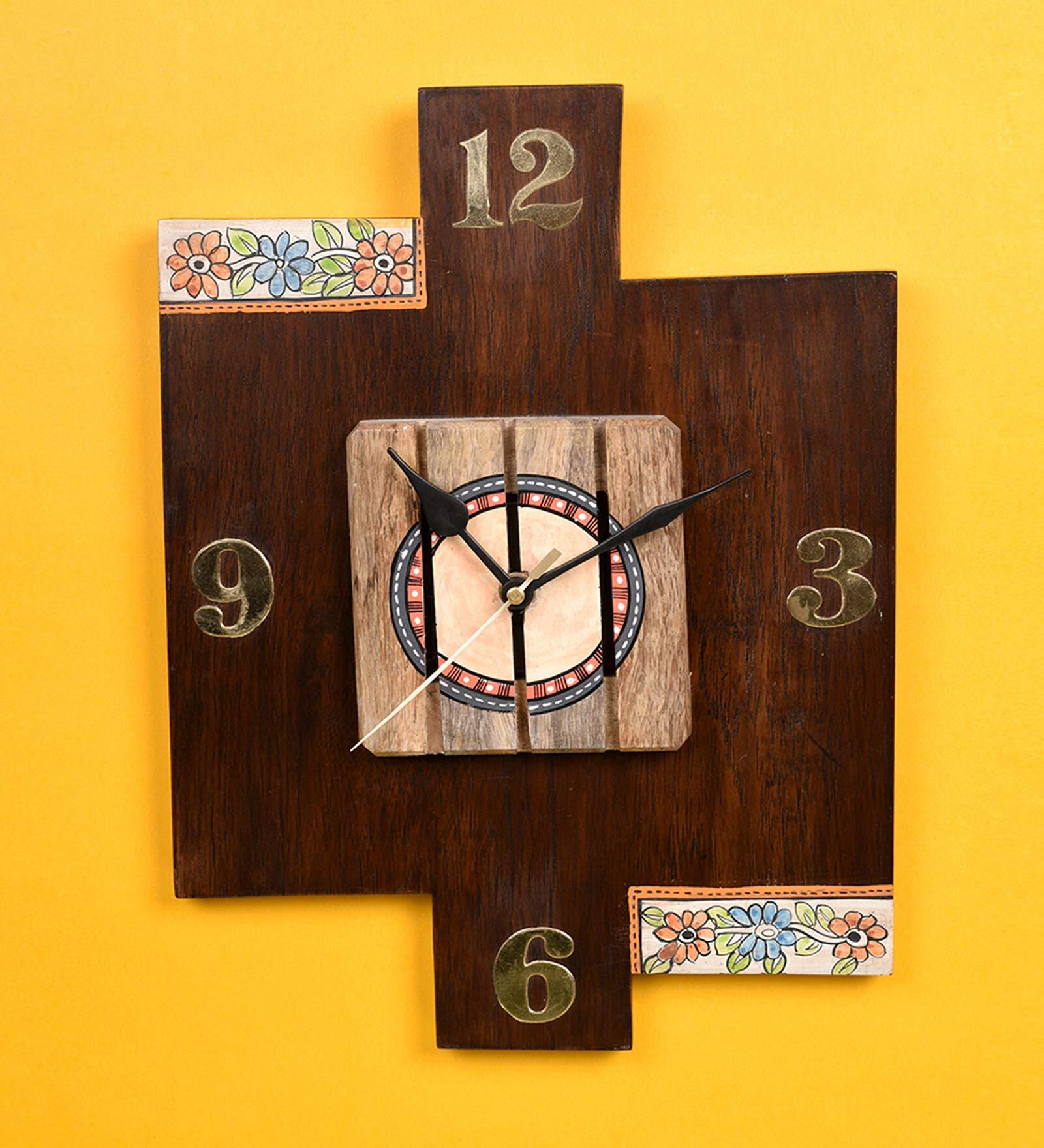 Buy Mango Wood Wall Clock In Natural Brown at 21% OFF by Aakriti art ...