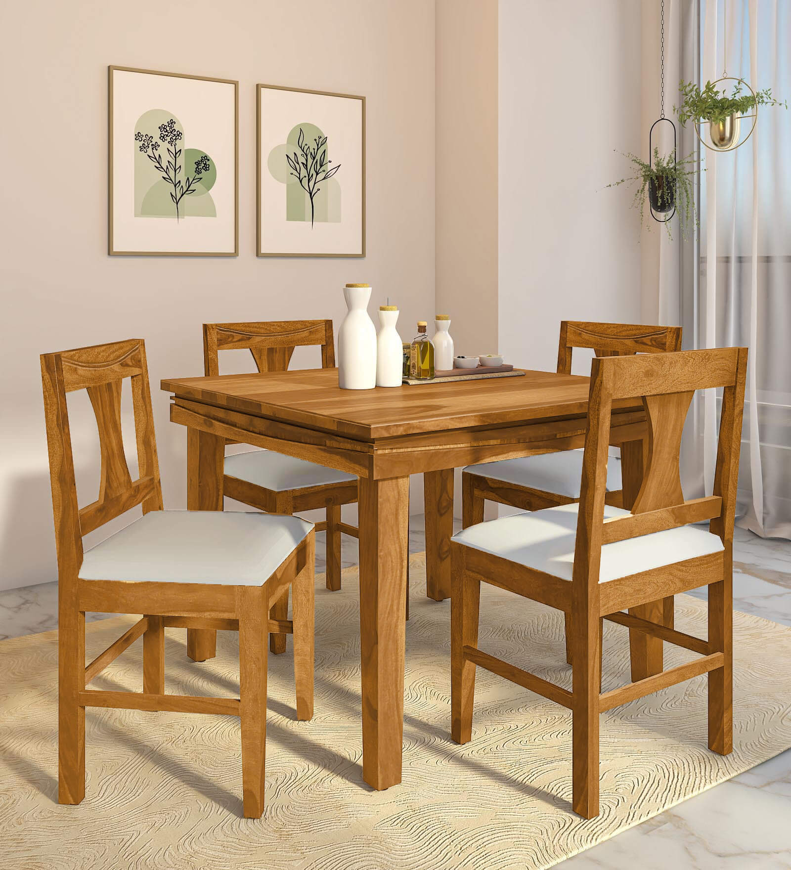 Buy Marden Sheesham Wood 4 Seater Dining Set In Scratch Resistant ...