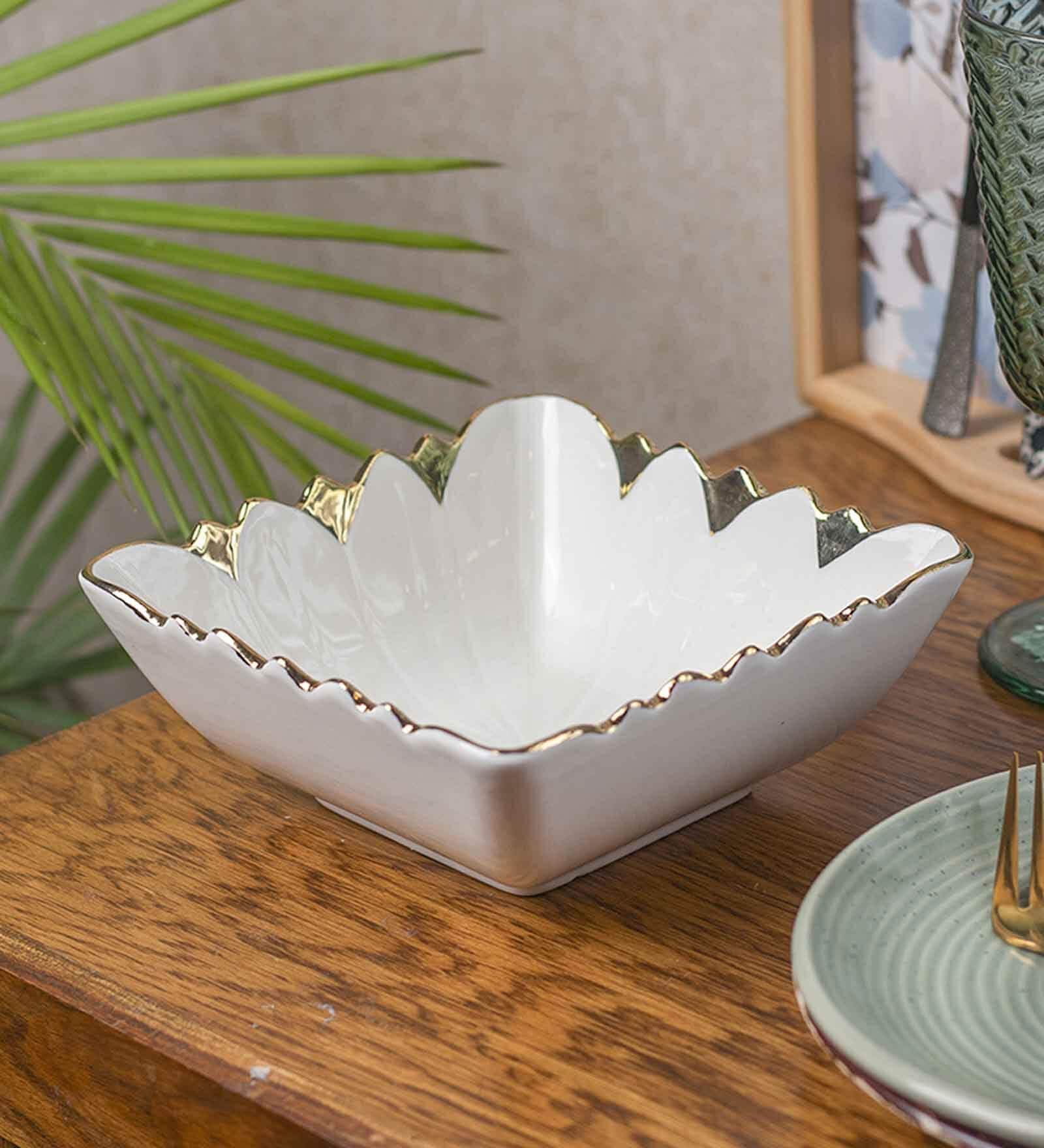Buy Antique Off White Ceramic Square Shape Serving Bowls at 44% OFF by ...