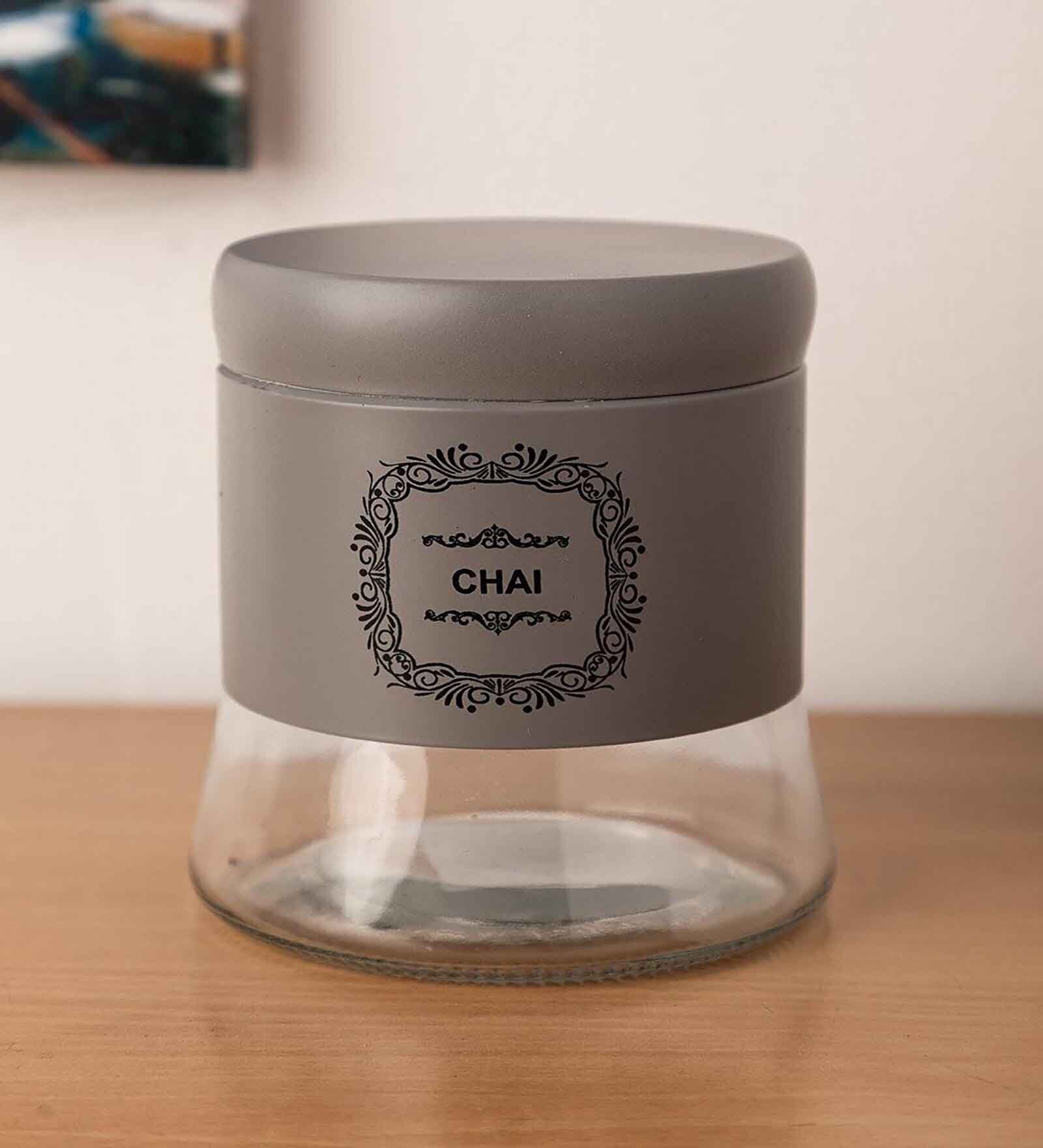 Buy Grey Glass 800ml Tea Airtight Storage Jar & Containers at 71% OFF ...