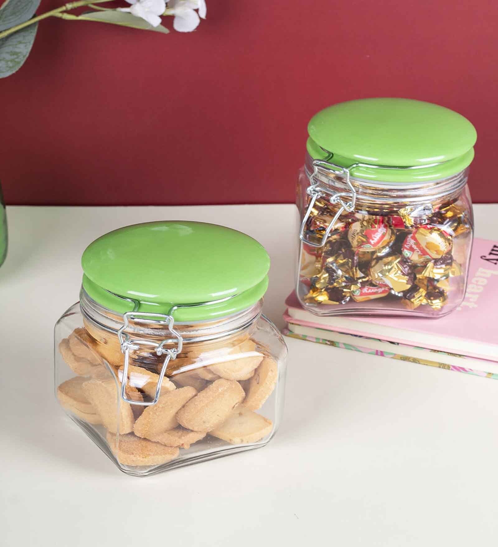 Buy Green Glass 700ml Storage Jar With Ceramic Lid at 53% OFF by Market ...