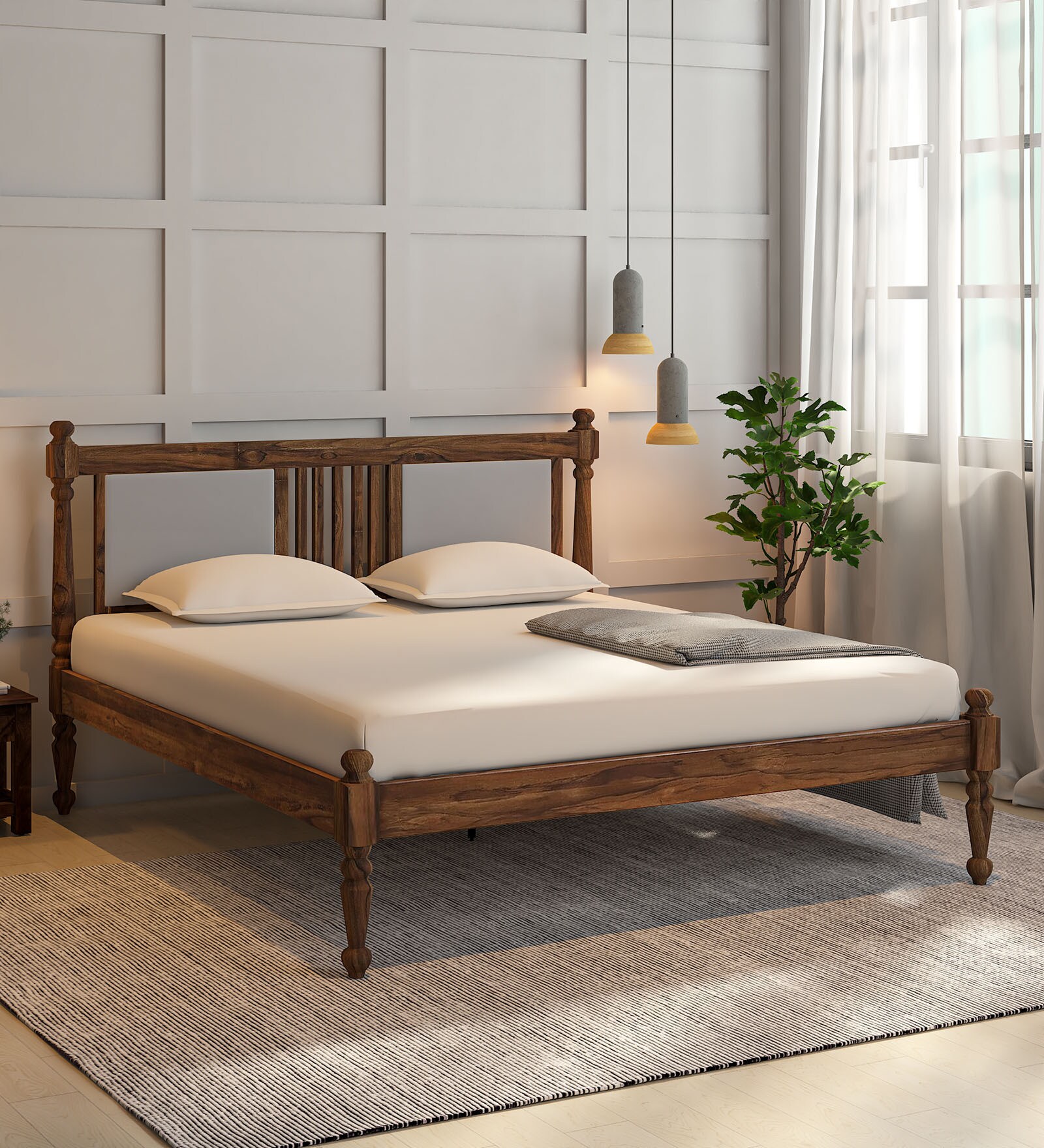 Buy Maroloma Imported Latin Teak Wood King Size Bed in Provincial Teak ...