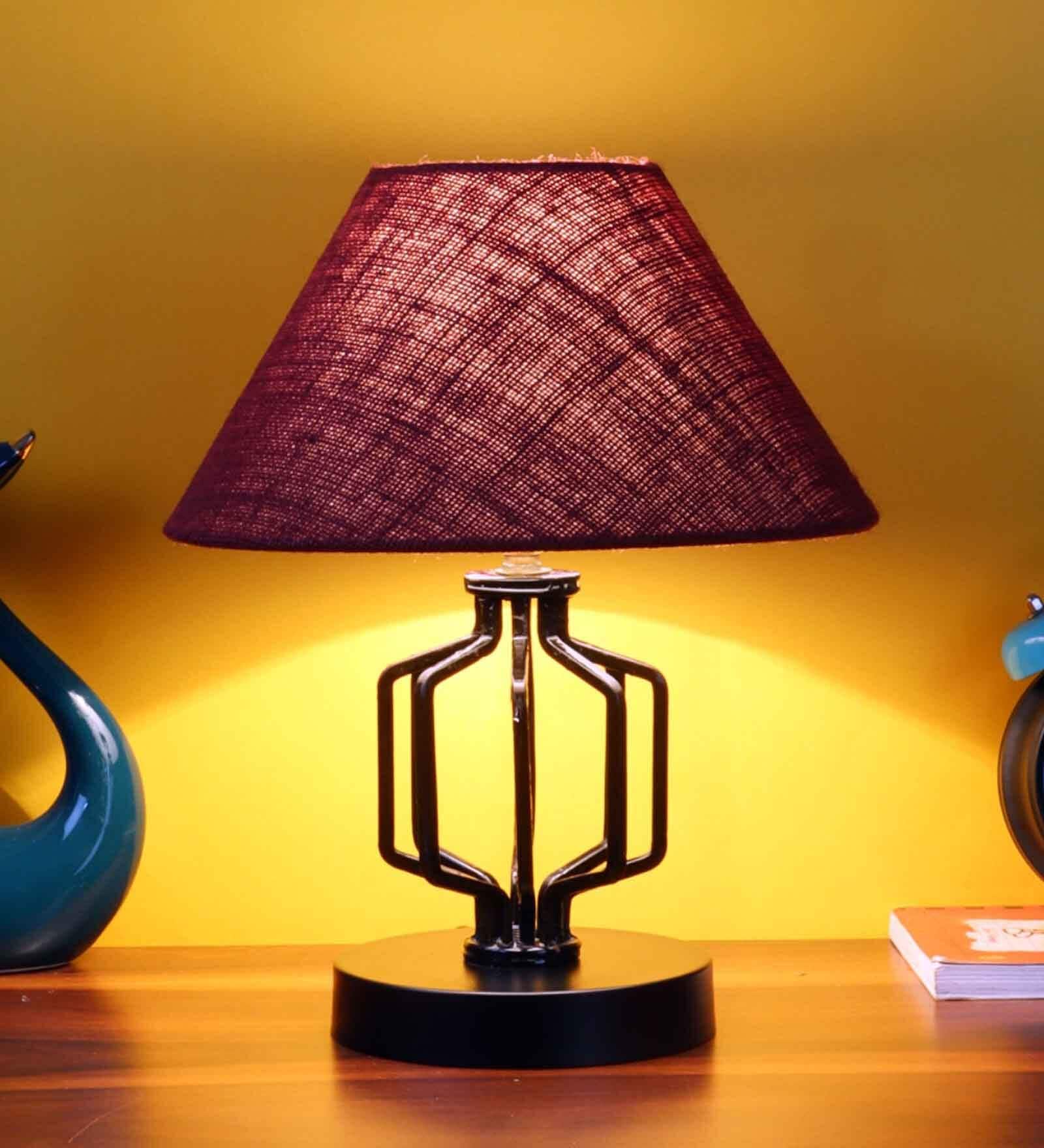 Buy Maroon Jute Table lamp with Iron Base By New Era at 24% OFF by New ...