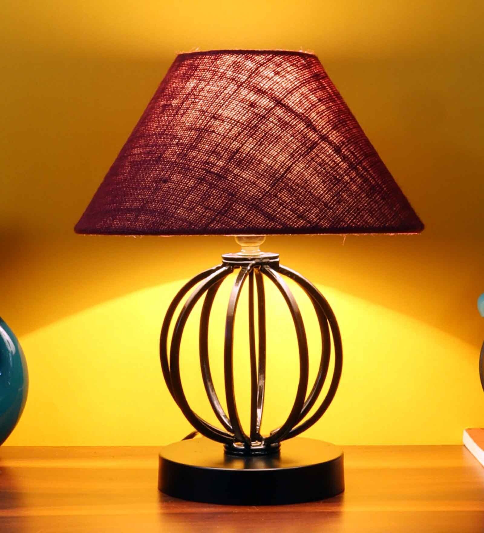 Buy Maroon Jute Table lamp with Iron Base By New Era at 53% OFF by New ...