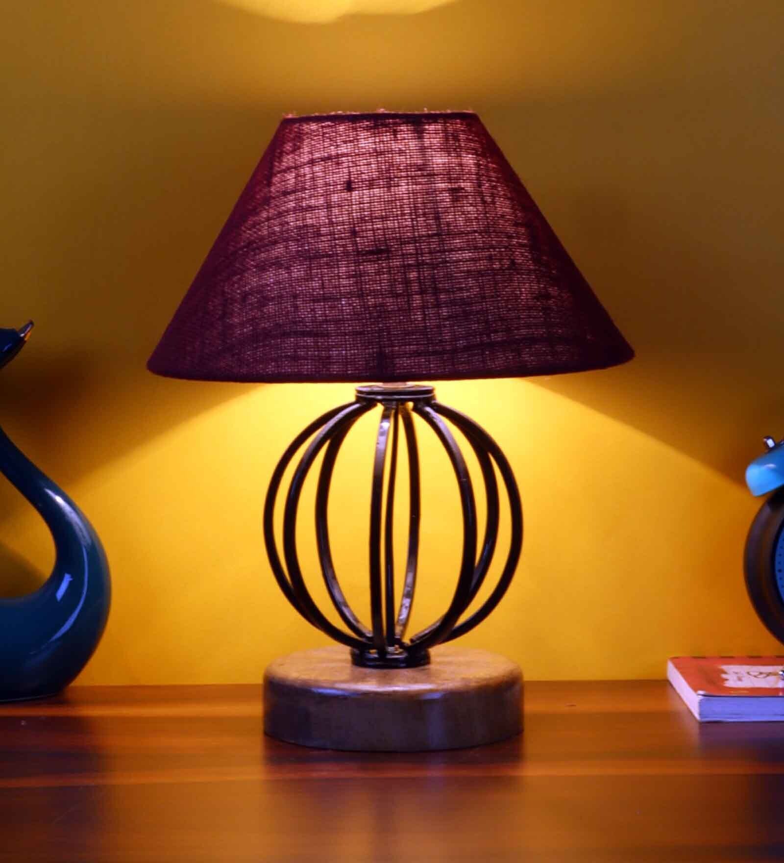 Buy Maroon Jute Table lamp with Wood & Iron Base By New Era at 45% OFF ...