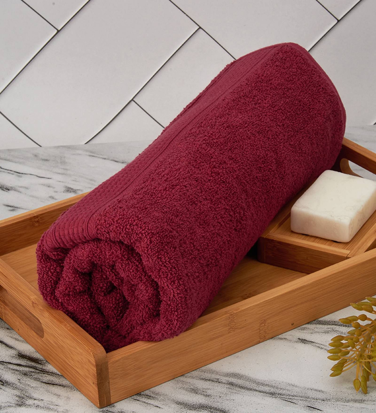 Buy Maroon 100% Cotton Solid 650 GSM 2 Pcs Bath Towels at 41% OFF by ...