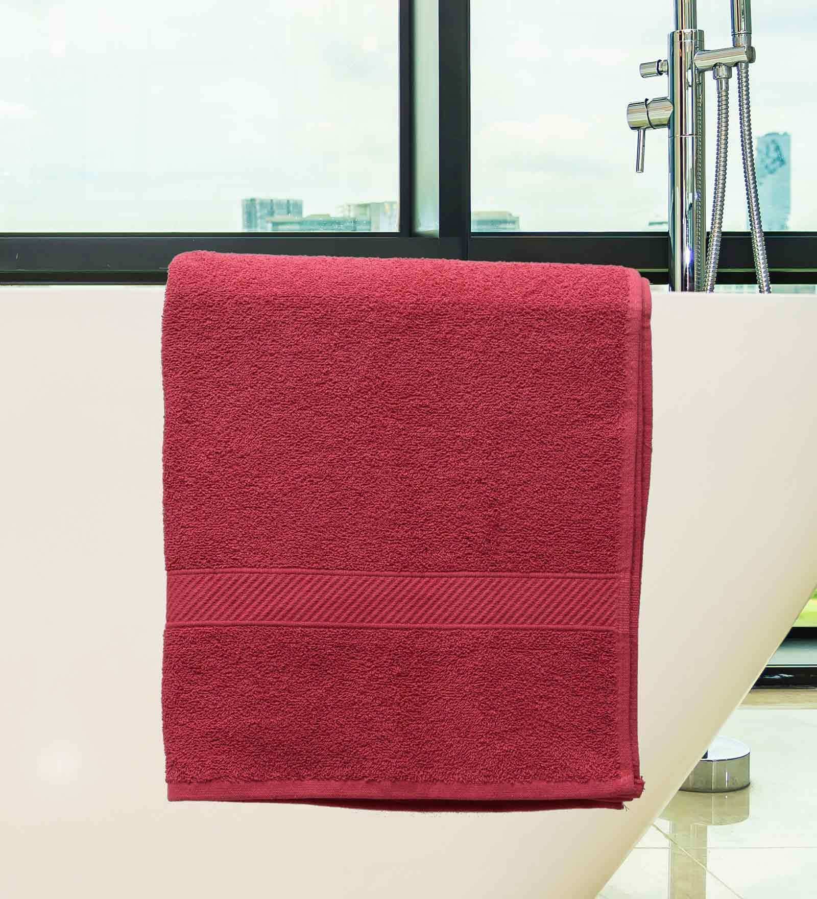Buy Maroon Solid 400 GSM Cotton Bath Towel by RANGOLI at 5% OFF by ...