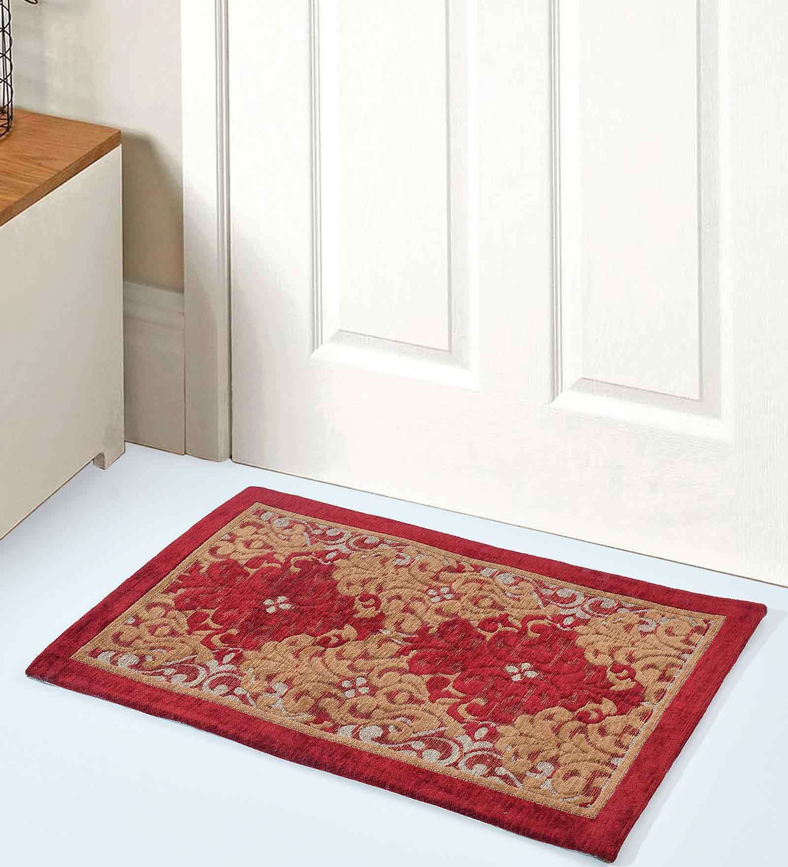 Buy Maroon Traditional Chenille 23 x 15 Inches Anti Skid Door Mat at 33 ...