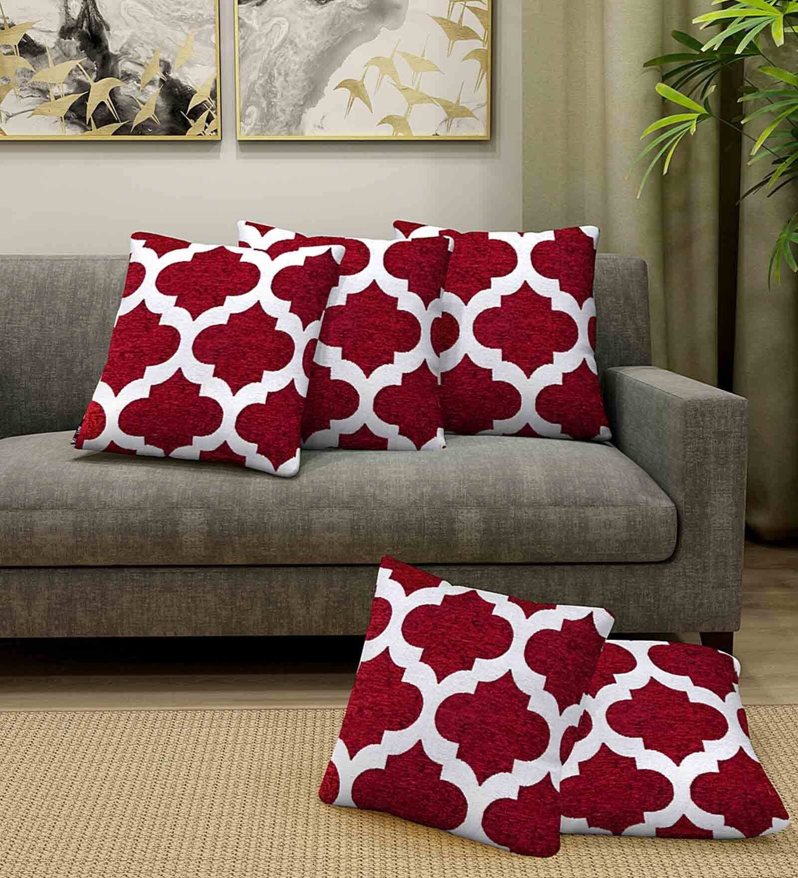 Buy Maroon Cotton 12 x 12 inch Set of 5 Cushion Covers by Klotthe at 82 ...