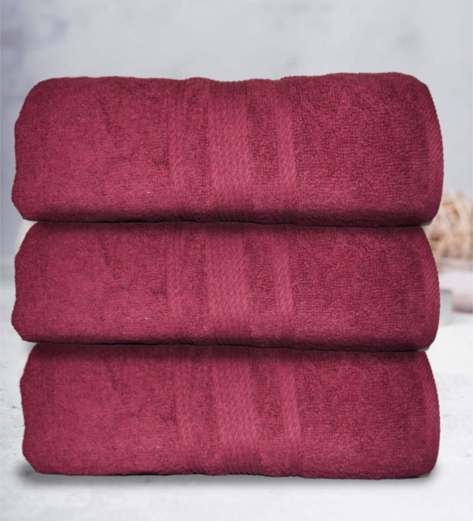 Buy Maroon Cotton Solid 500 GSM Bath Towels (Set of 3) at 57% OFF by ...