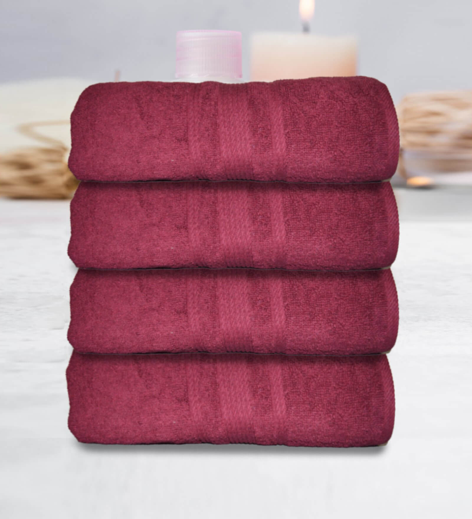 Buy Maroon Cotton Solid 500 GSM Bath Towels (Set of 4) at 59% OFF by ...