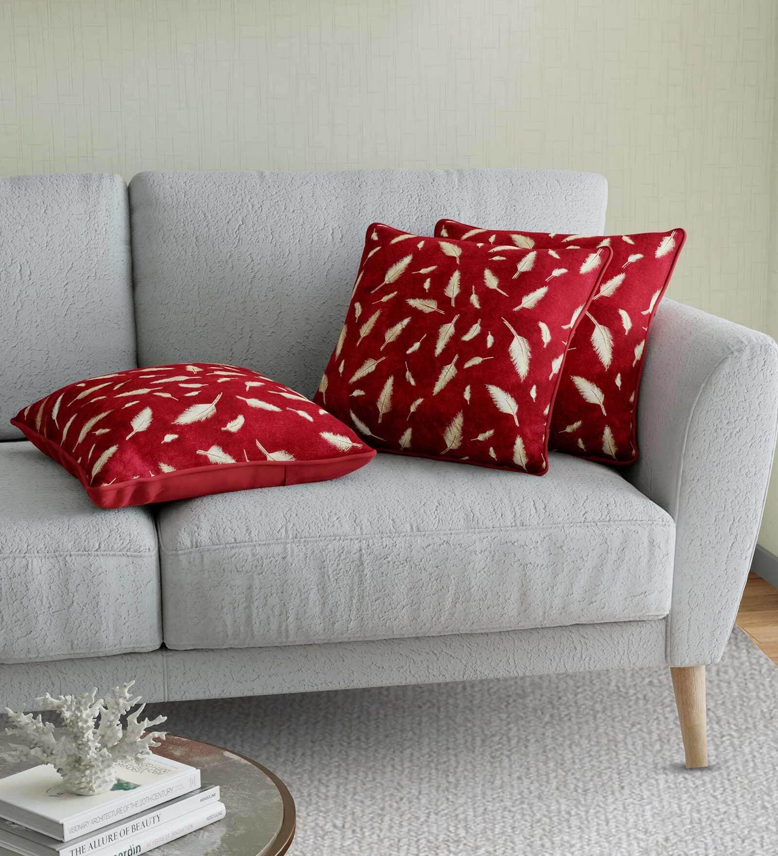 Buy Maroon Floral Cotton 16 x 16 Inches Cushion Covers (Set of 3) at 52 ...