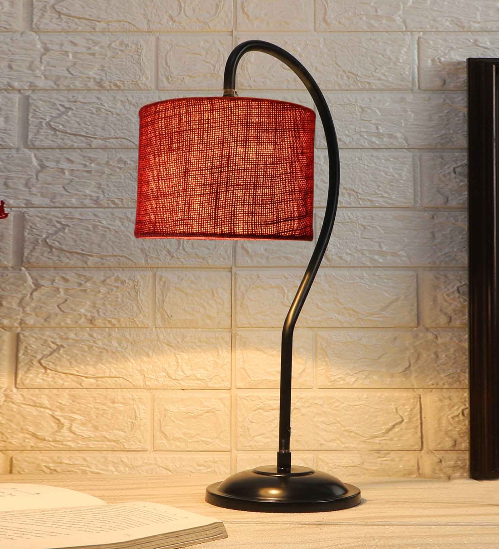 Buy Maroon Jute Curvy Table Lamp with Iron Base at 46% OFF by New Era ...