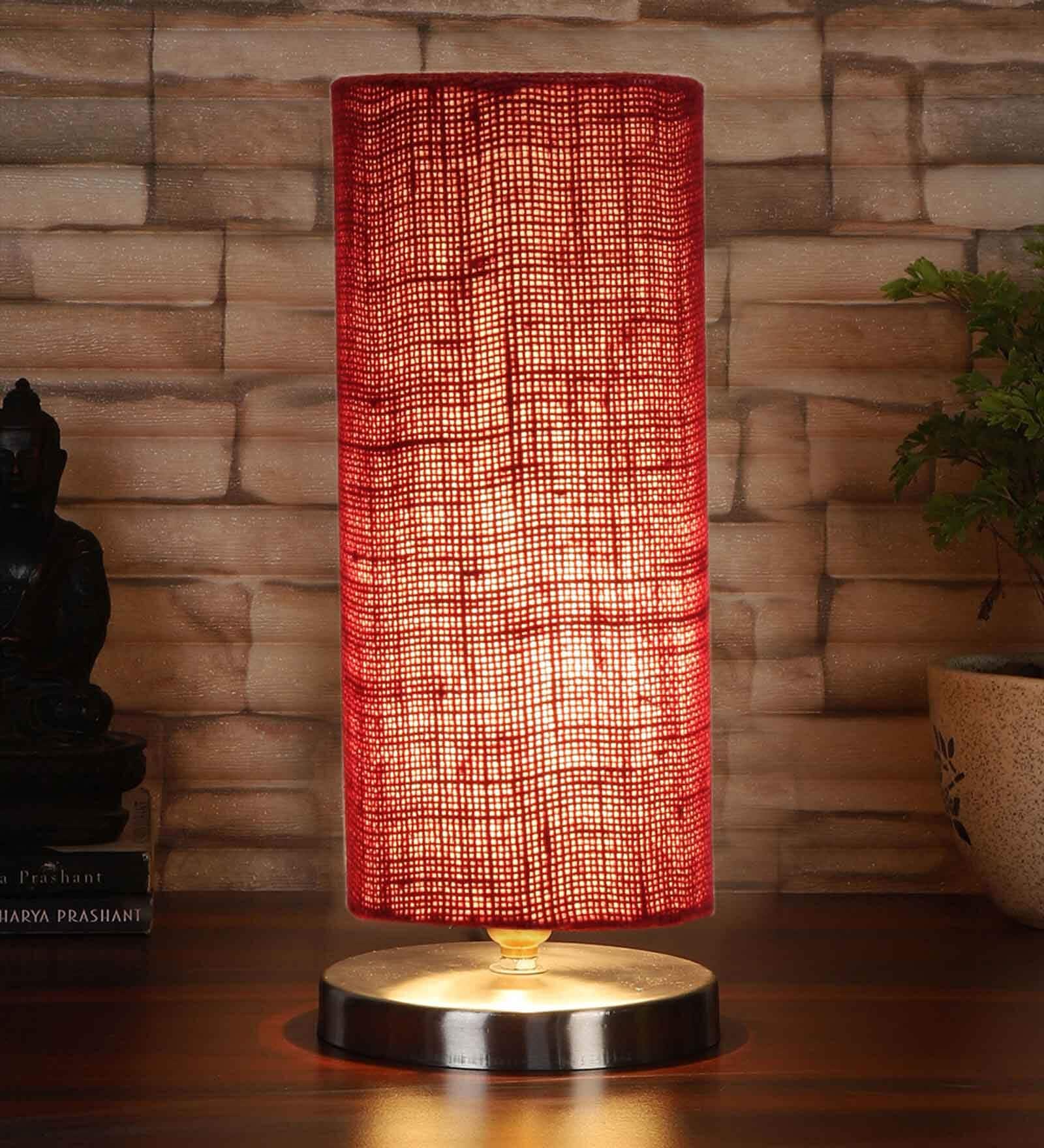 Buy Maroon Jute table lamp with Steel Base -11 at 6% OFF by New Era ...