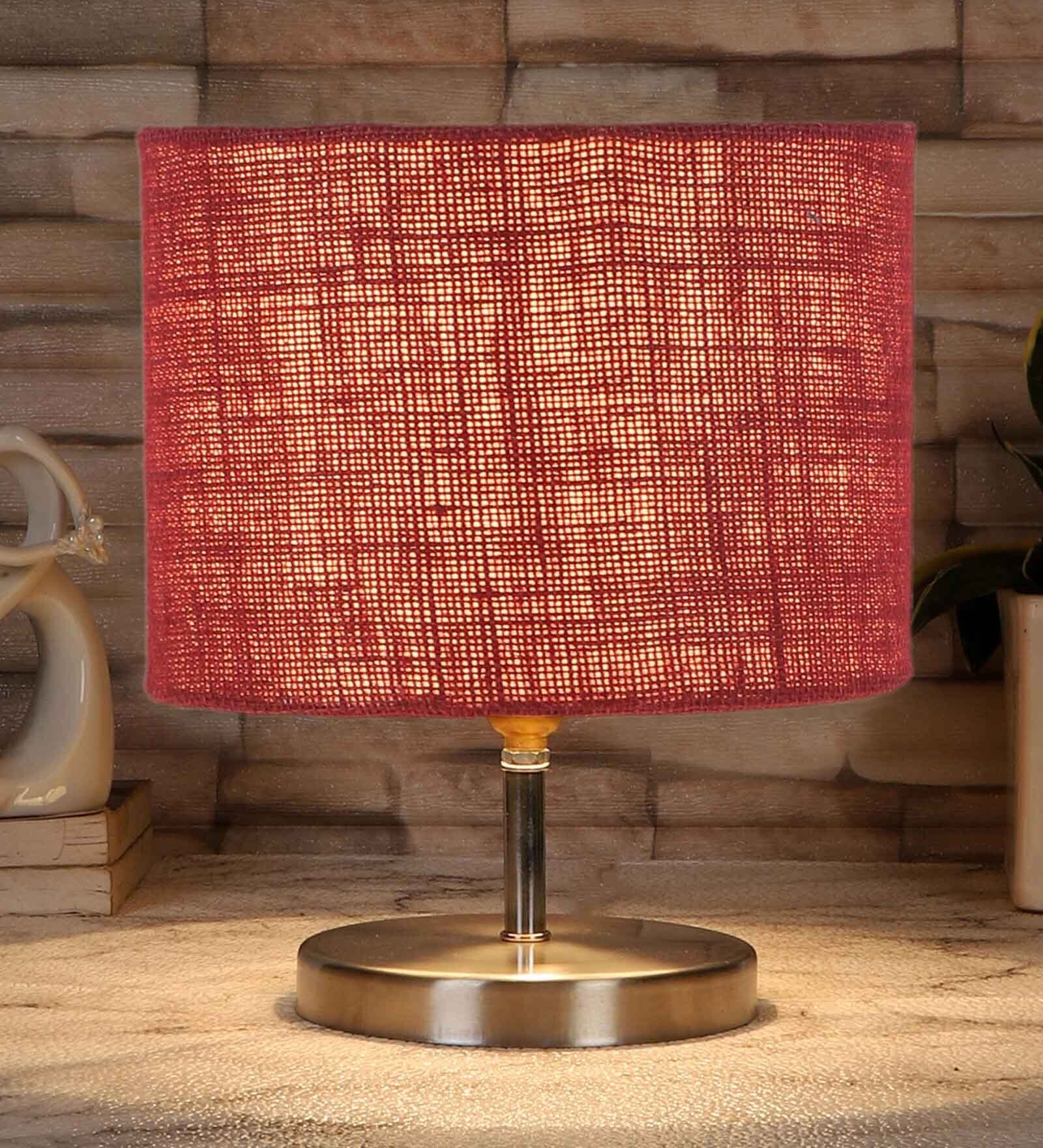 Buy Maroon Jute table lamp with Steel Base -67 at 53% OFF by New Era ...