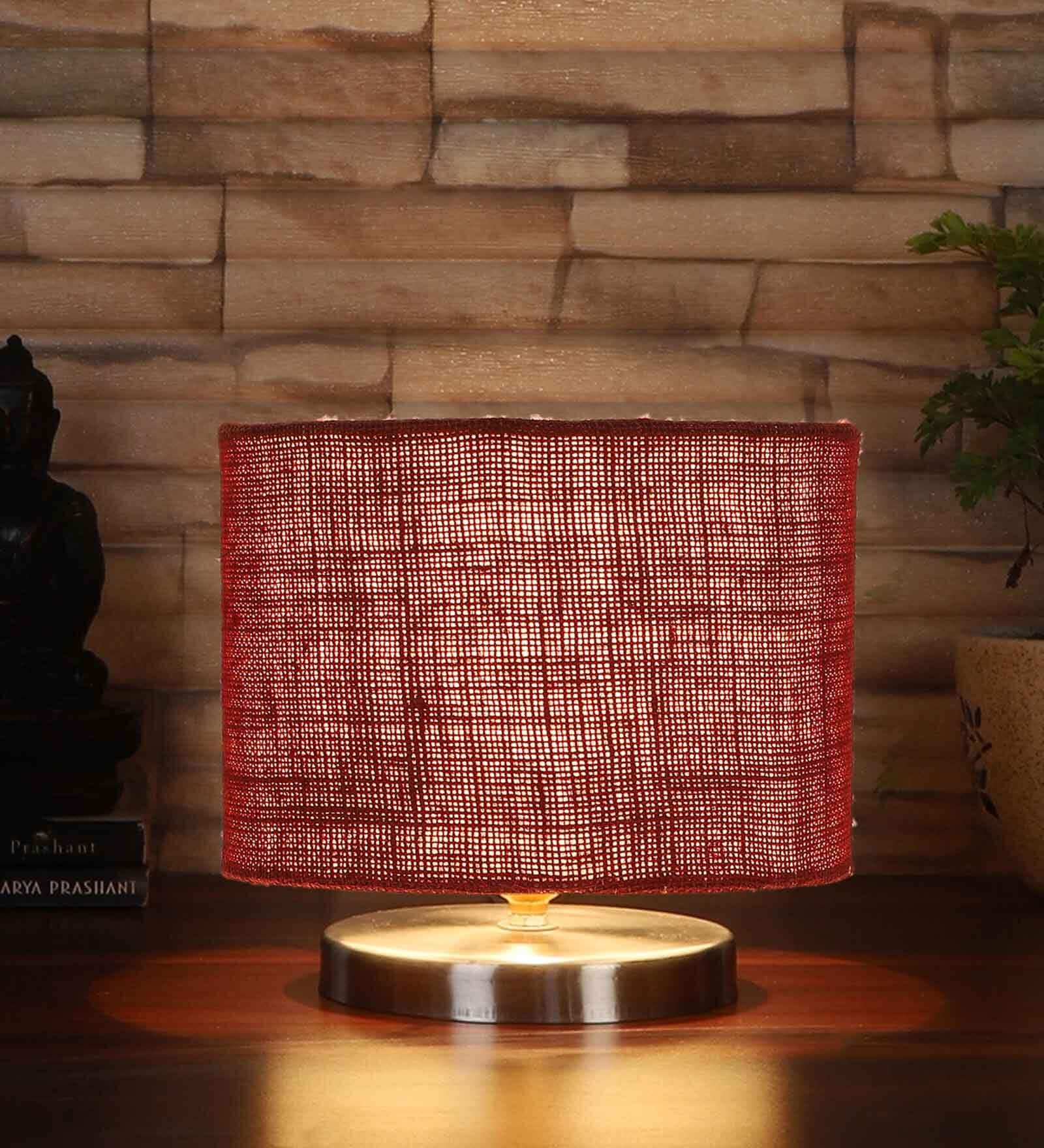 Buy Maroon Jute table lamp with Steel Base7 at 19% OFF by New Era ...