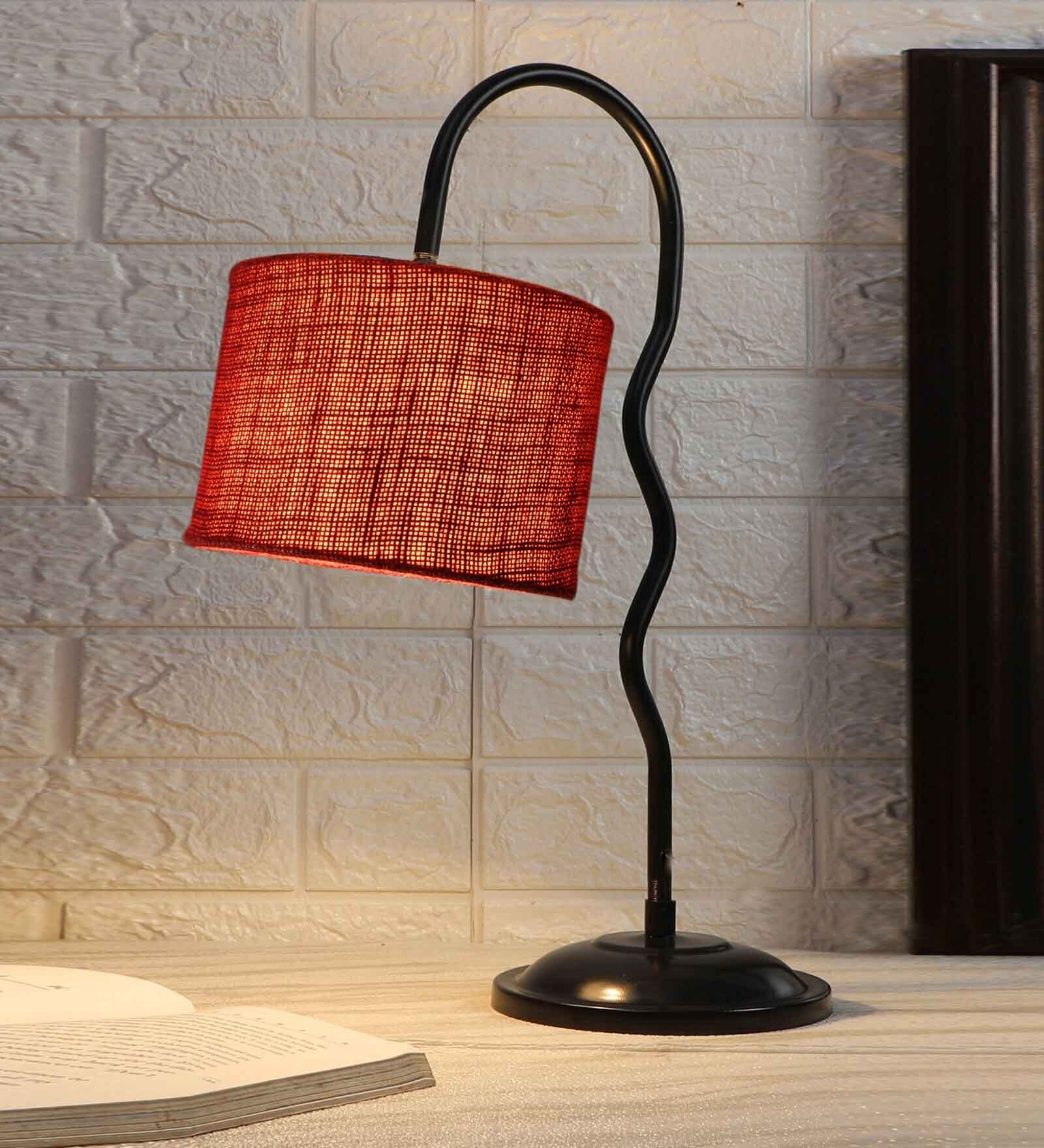 Buy Maroon Jute Zzig Zag Curvy Table Lamp with Iron Base at 48% OFF by ...
