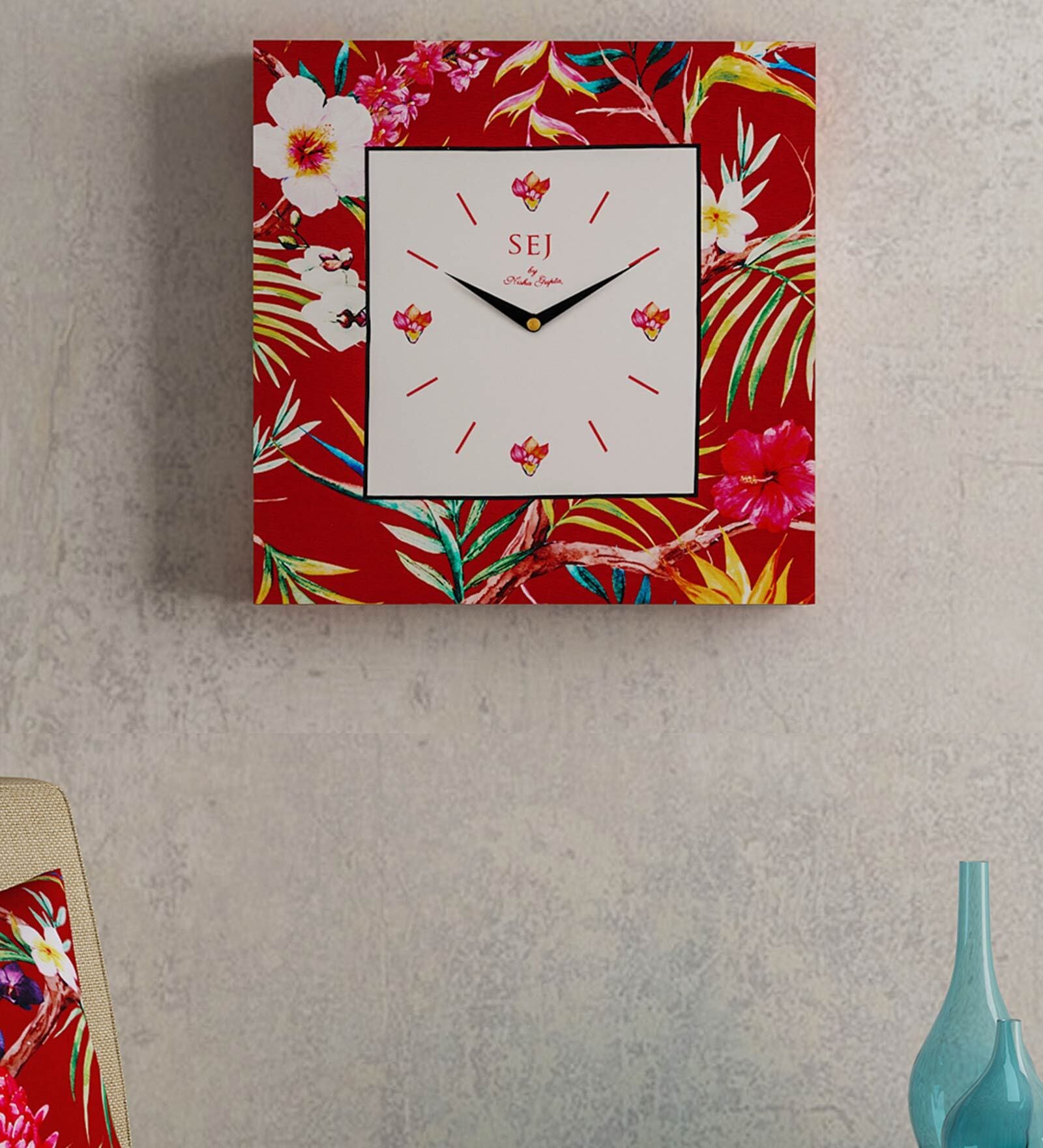 Buy Maroon Mdf Framed Analog Wall Clock at 78% OFF by SEJ By Nisha ...