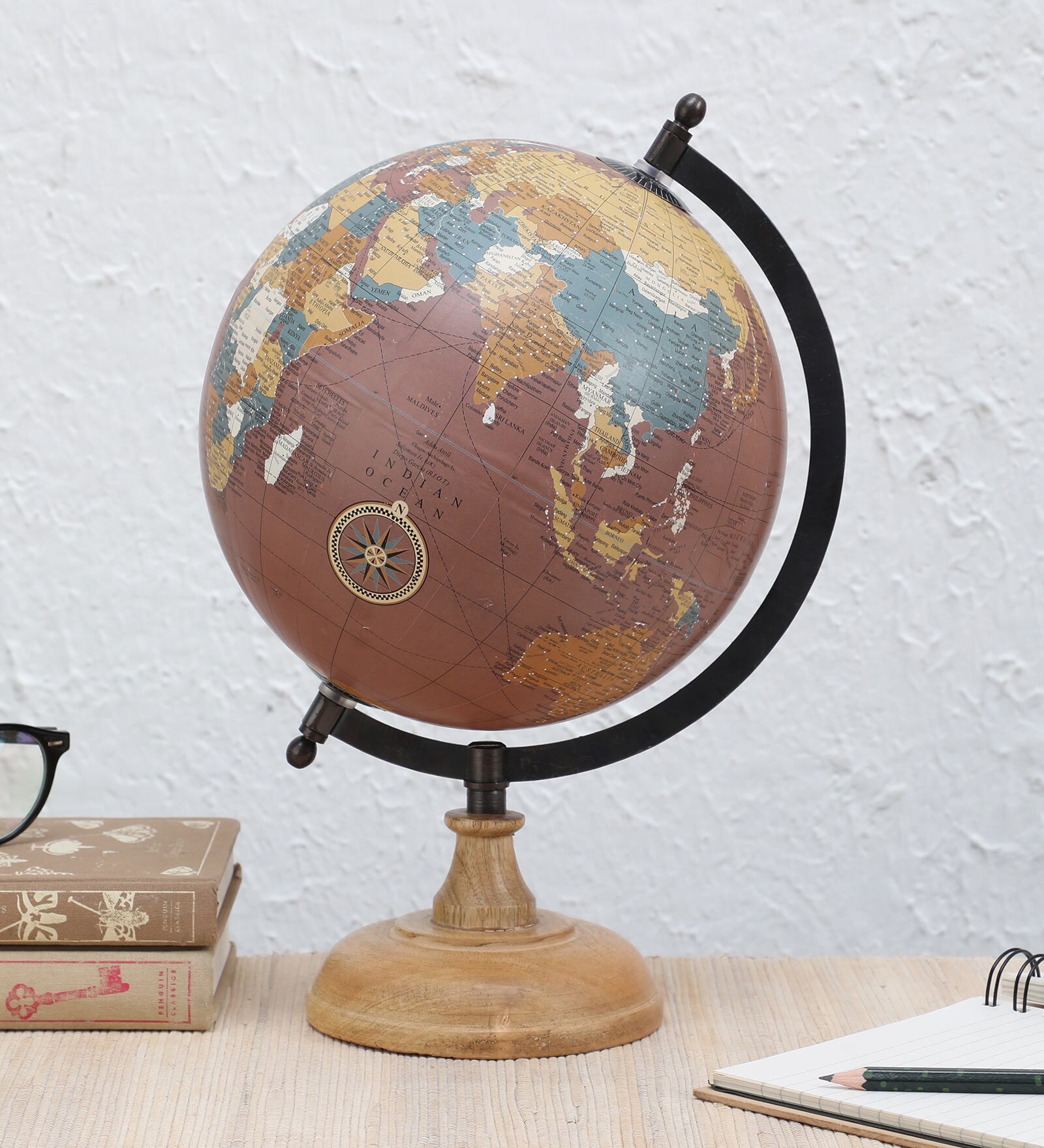 Buy Maroon Plastic Geographical Map Table Globe by Imli Street at 29% ...