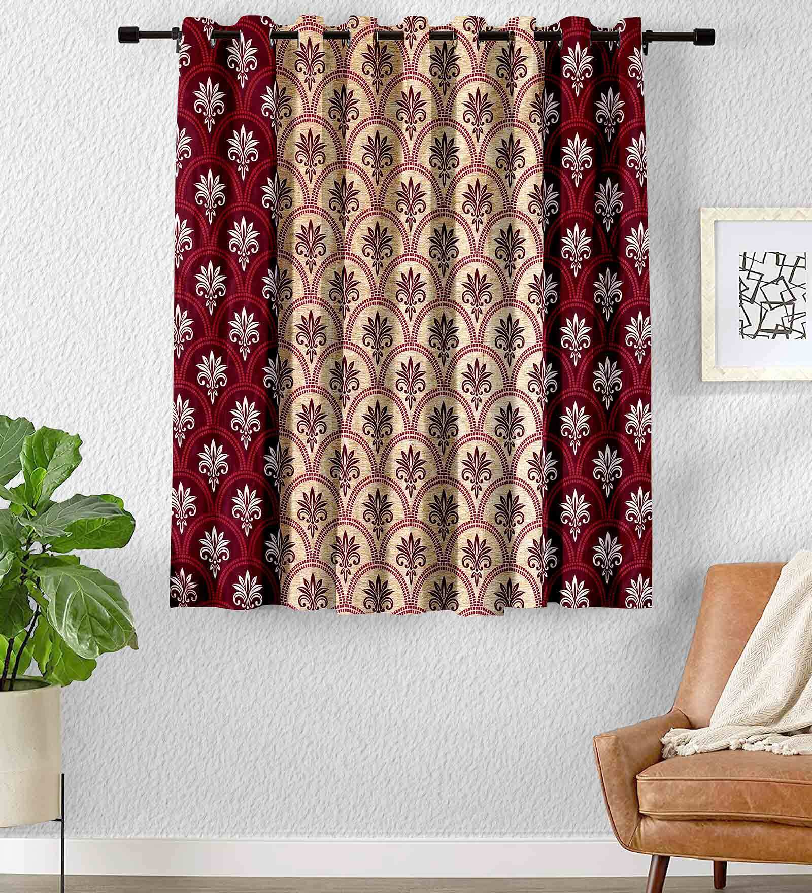 Buy Maroon Polyester Semisheer 5 Feet Eyelet Curtain (Set of 2) by ...