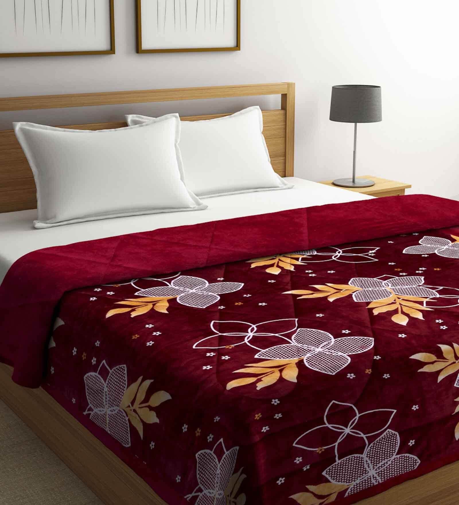 Buy Maroon Polyester 950 AC Room Double Bed Quilt by Arrabi at 70% OFF ...