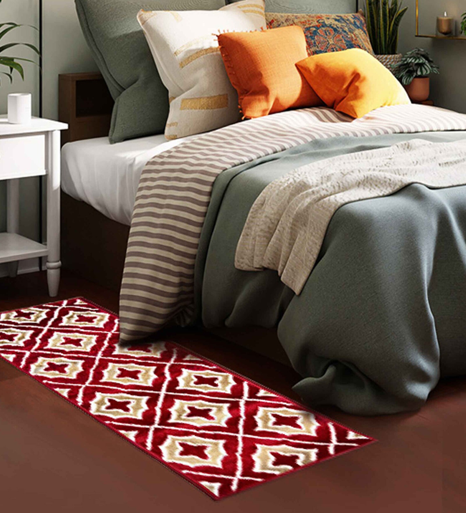 Buy Maroon Polyester Oriental 55 x 22 Inches Runner by Sapana Carpet at ...