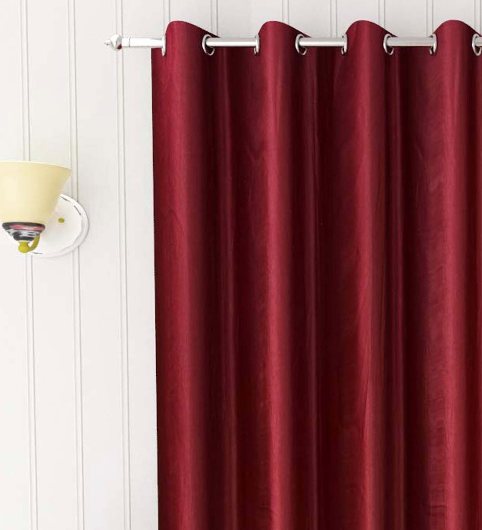Buy Maroon Polyester Semisheer 7 Feet 1 Pc Eyelet Door Curtain by ...