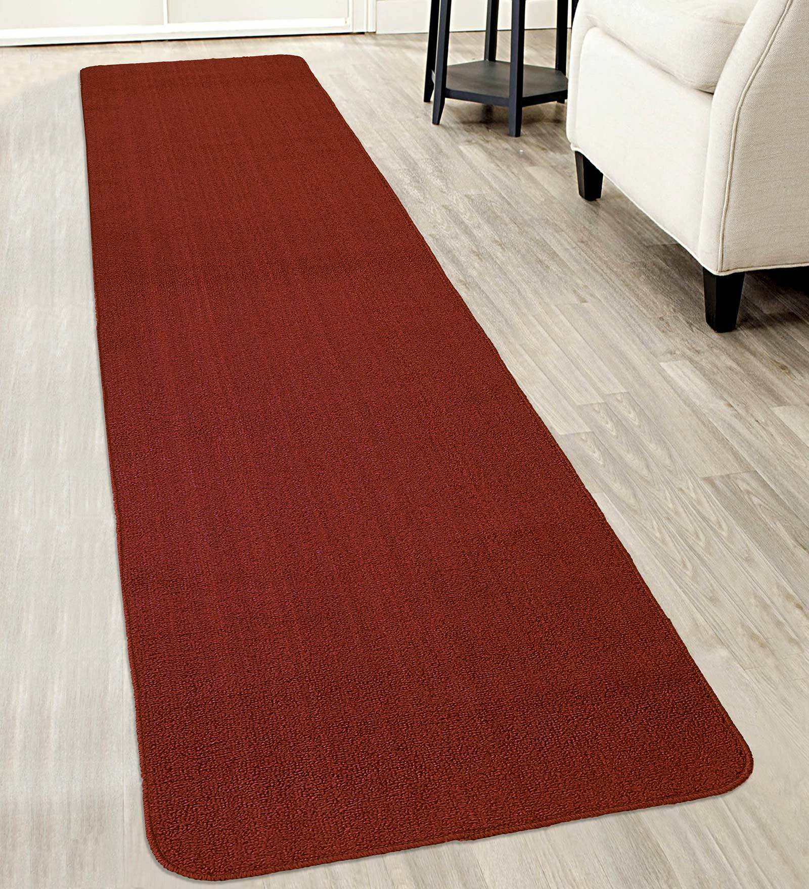 Buy Maroon Polypropylene 118 x 24 Inches Machine Made Floor Runner by ...