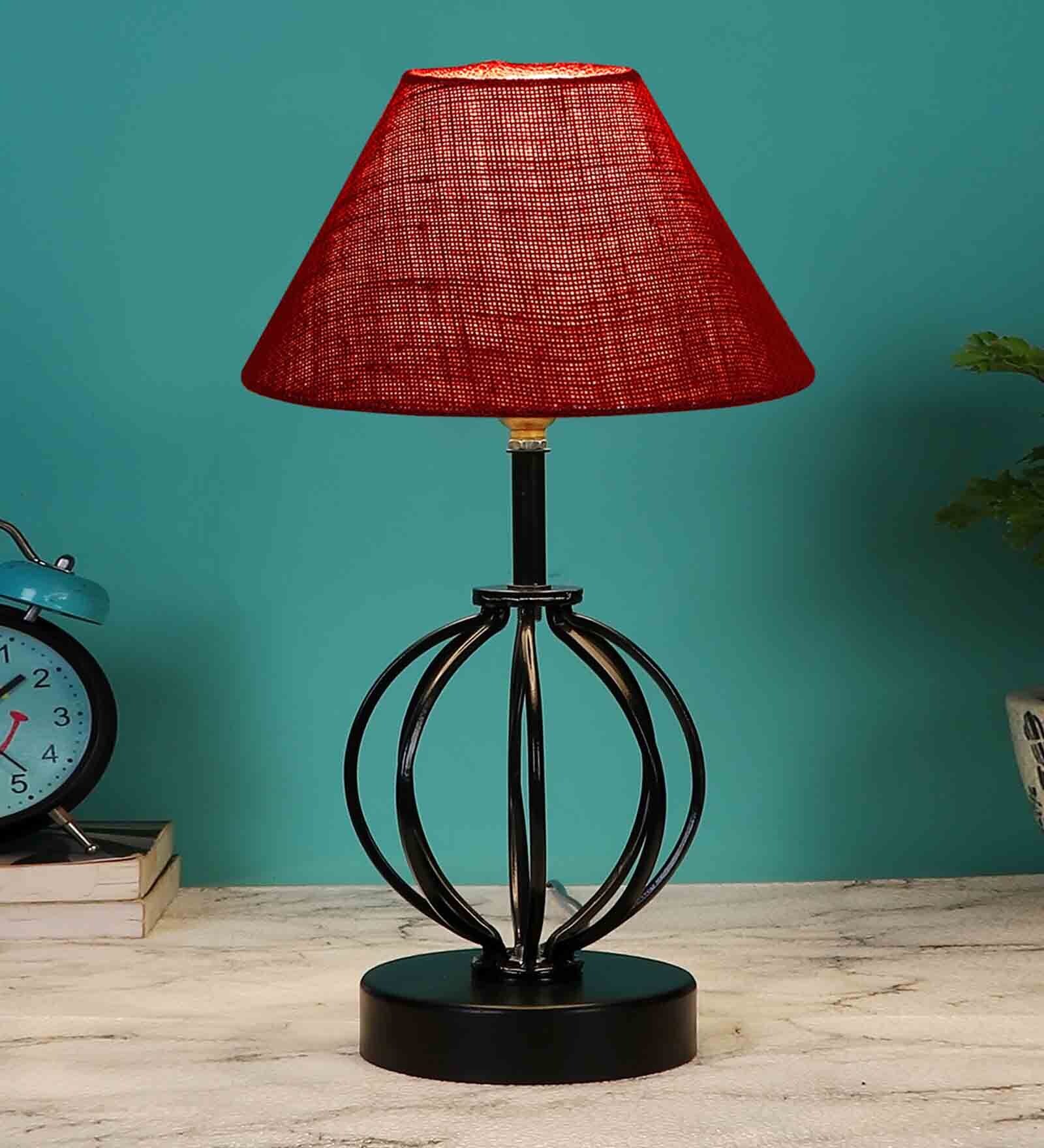 Buy Maroon Shade Table Lamp With Shade Table Lamp With Iron Base By New ...