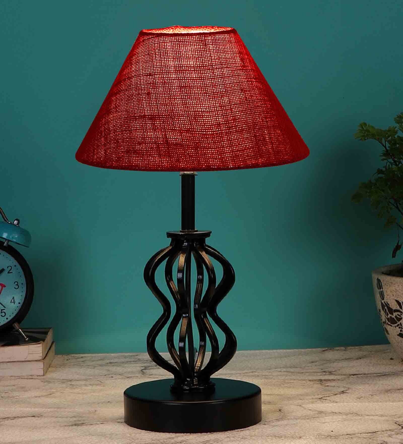 Buy Maroon Shade Table Lamp With Shade Table Lamp With Iron Base By New ...