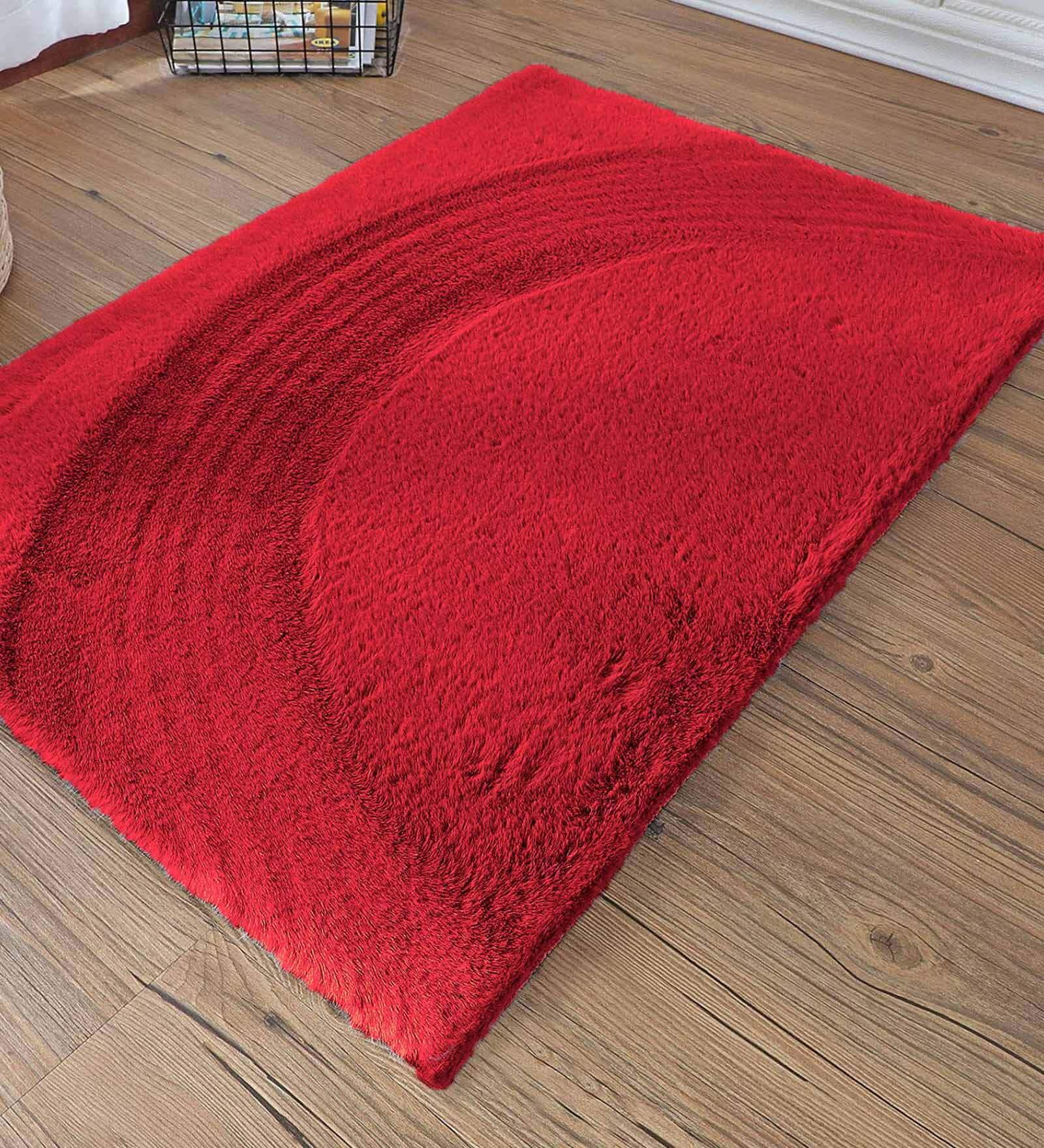 Buy Maroon Solid Polyester 36x24 Inches AntiSkid Bath Mat by Luxe Home ...