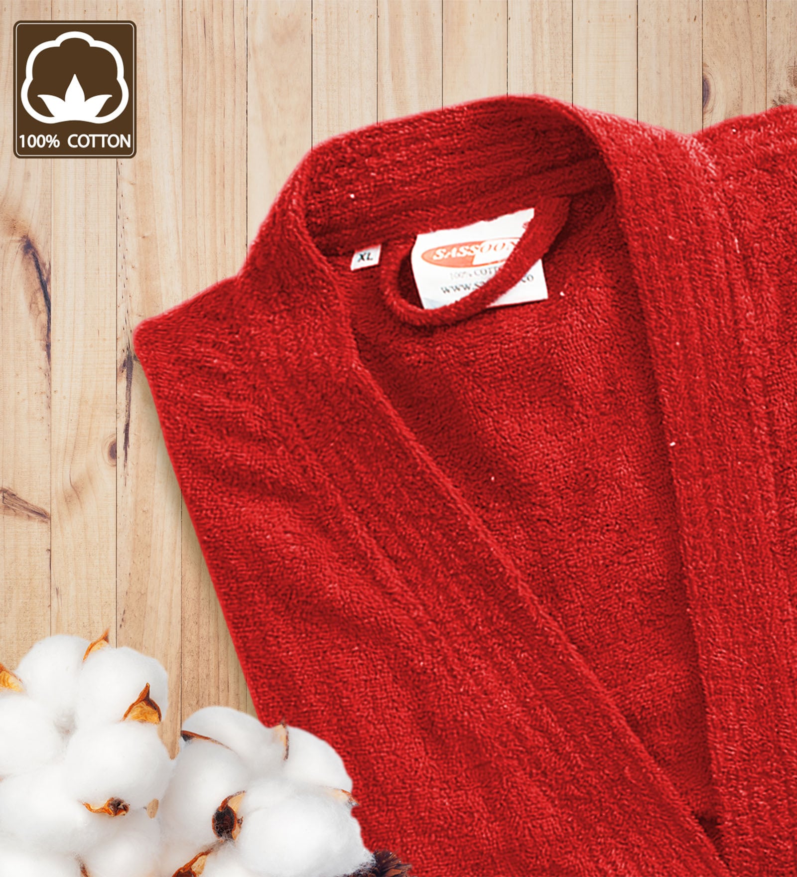 Buy Maroon Solid Sandy \tCotton Women Bath Robe With Slippers By ...