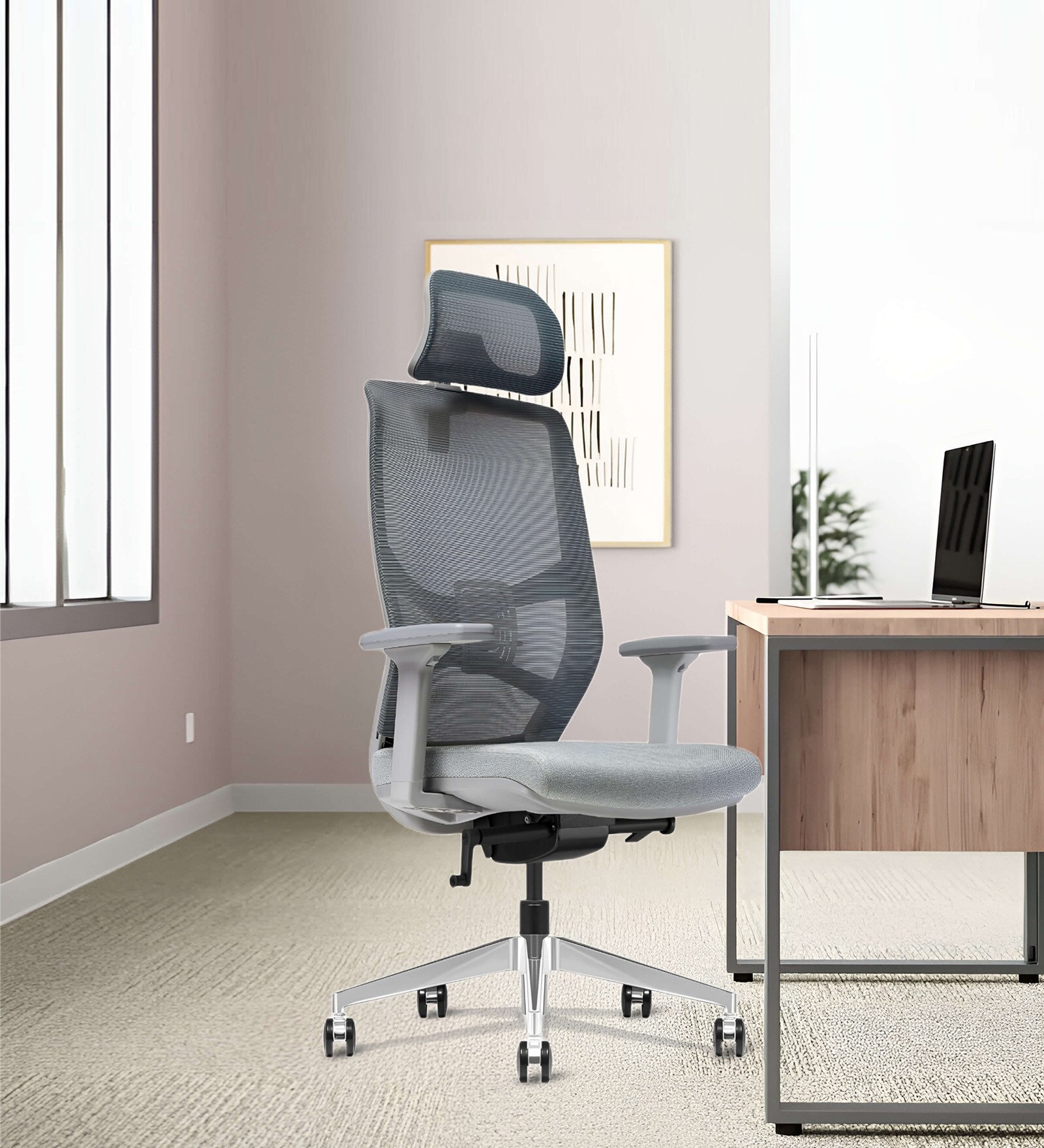 Buy Mars Breathable Mesh Ergonomic Chair in White & Grey Colour at 21% ...