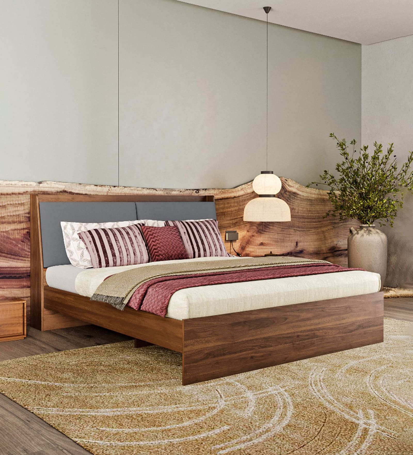 Buy Mars Queen Size Bed In Columbian Walnut Colour at 24% OFF by ...