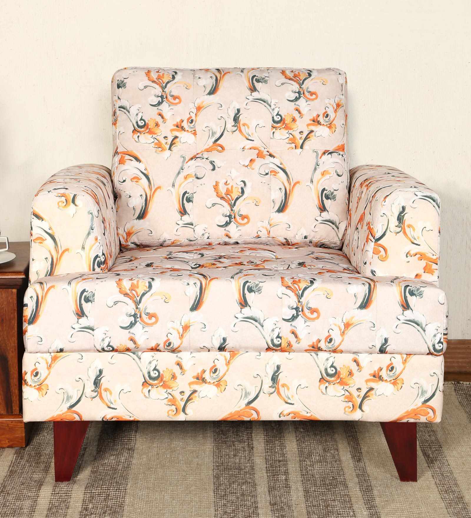 Buy Marta 1 Seater Sofa in Multicoloured Floral Print - CasaCraft by ...