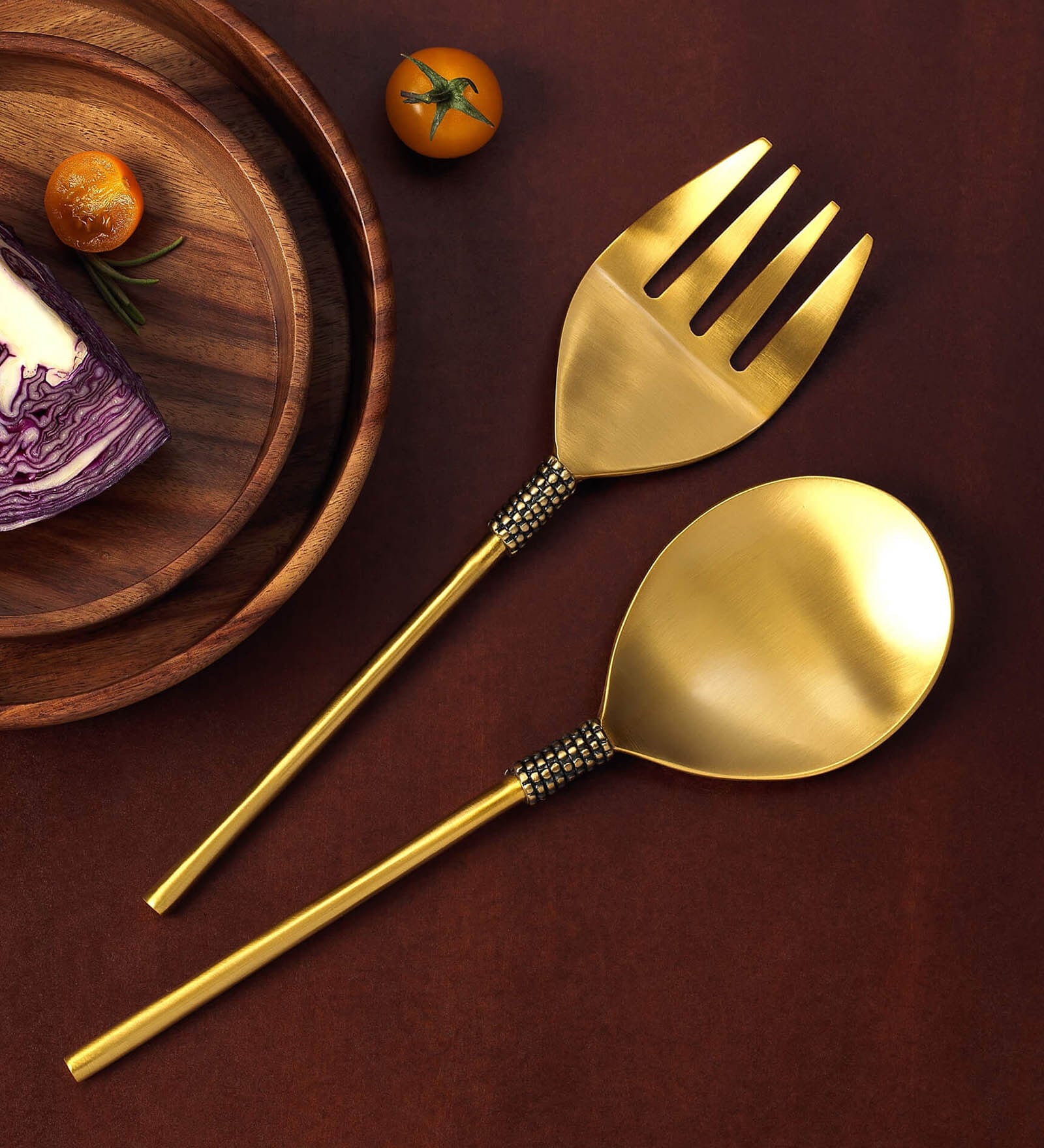 Buy Masai Gold Brass (Set of 2) Salad Server Spoon at 100% OFF by ...