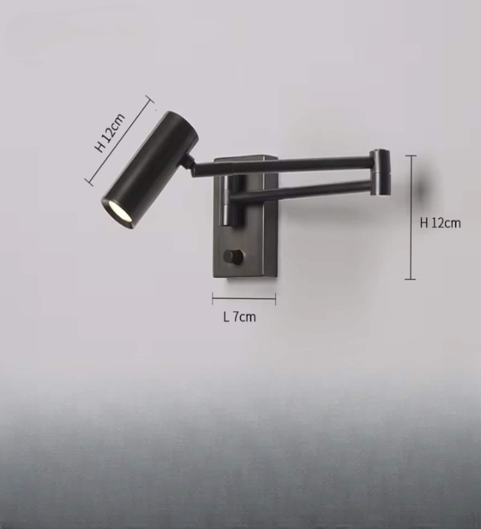 Buy Mason Adjustable Wall Light Black Body Modern Reading Spot Wall ...