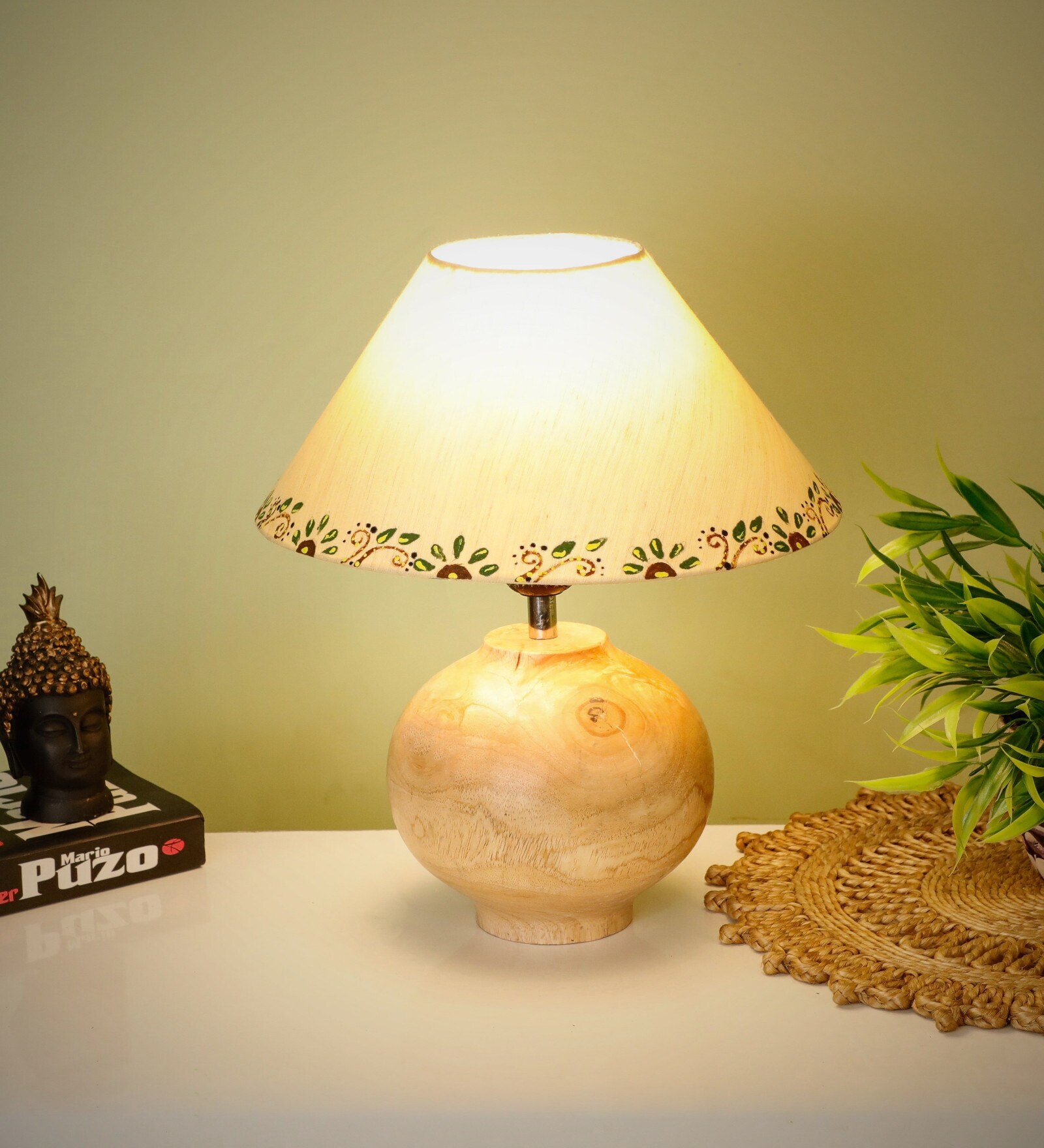 Buy Black Shade With Brown Wooden Matka Handmade Table Lamp at 47% OFF ...