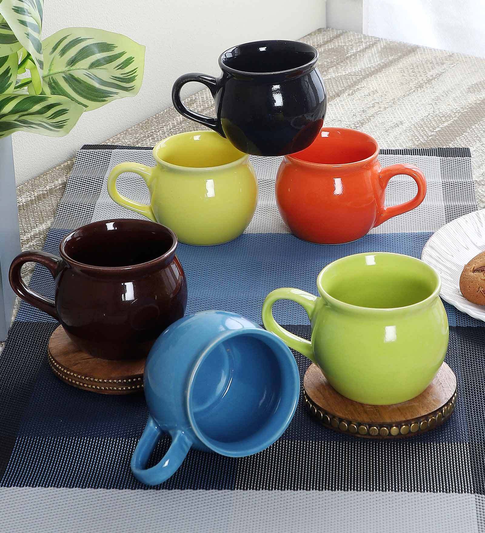 Buy Matki 180ml (Set of 7) Ceramic Coffee Mug with Tray by CDI Online ...
