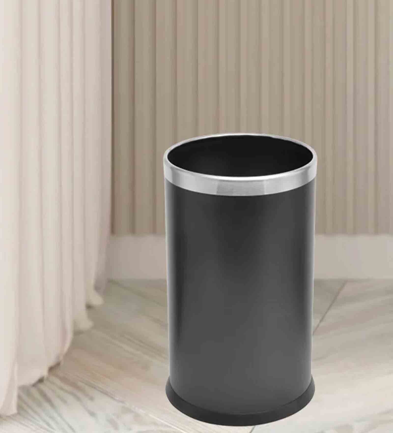Buy Matt Black 9 Ltrs Stainless Steel Dustbin by @Home at 38% OFF by ...