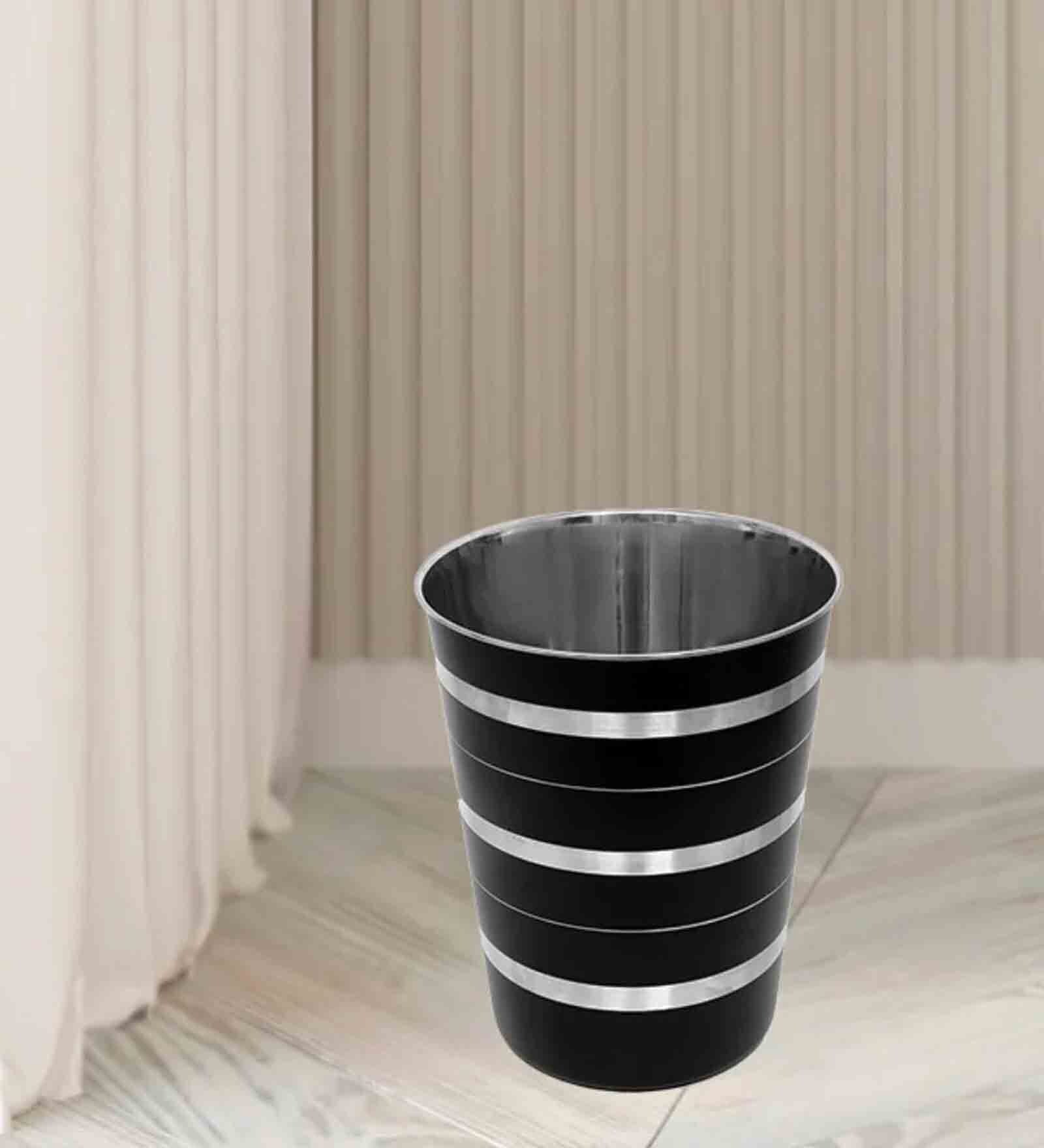 Buy Matt Black 9 Ltrs Stainless Steel Dustbin by @Home at 45% OFF by ...