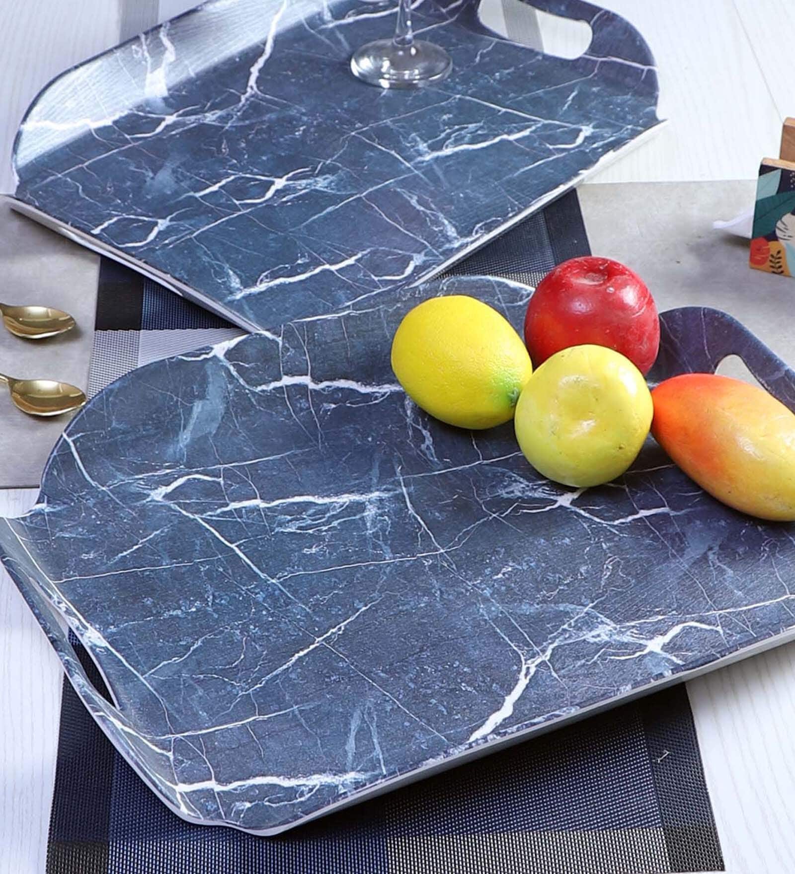 Buy Matte Nay Blue Melamine (Set of 2) Tray Set at 37% OFF by Cdi ...